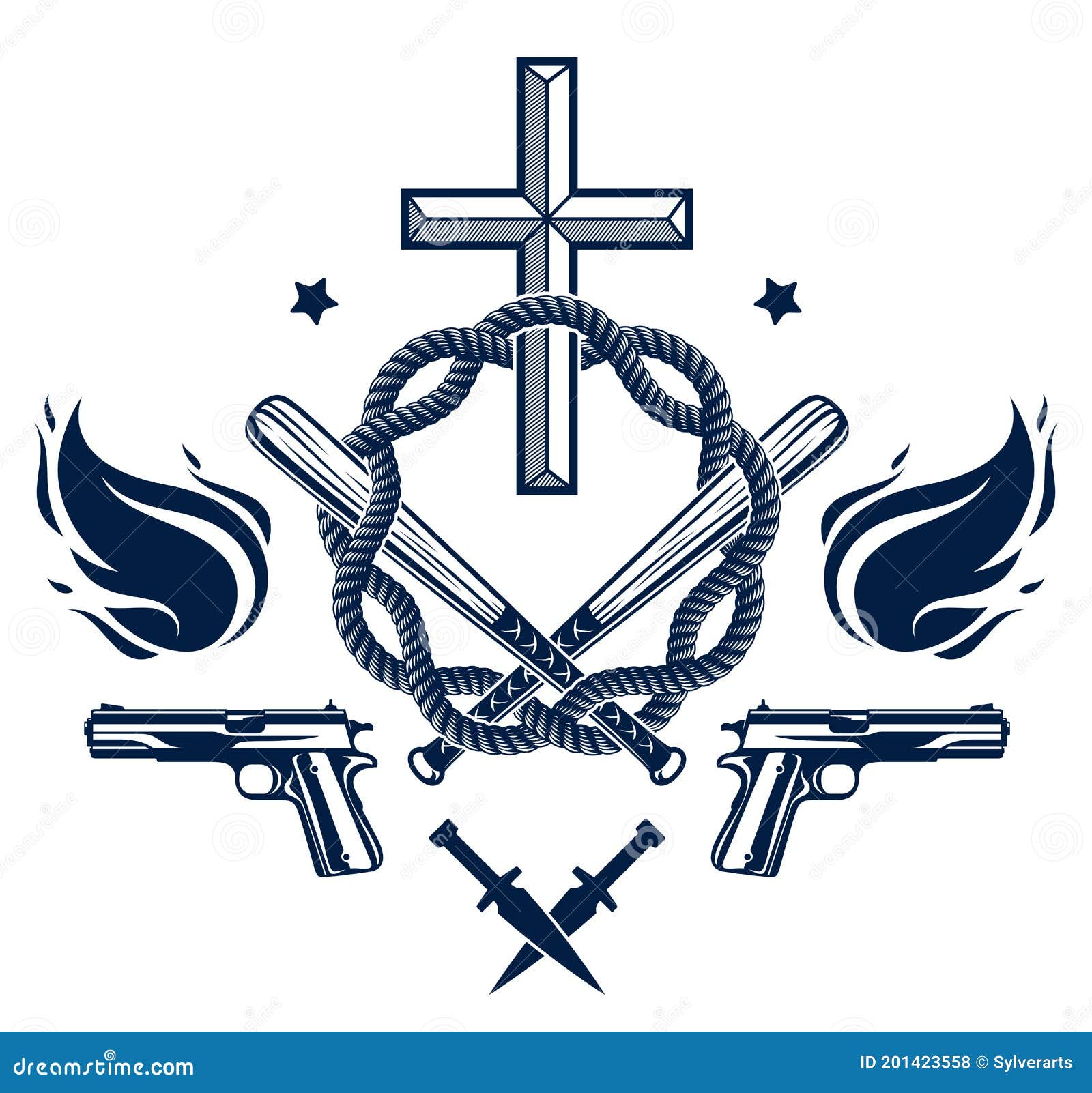 Criminal Gangster Dramatic Emblem or Logo with Christian Cross ...