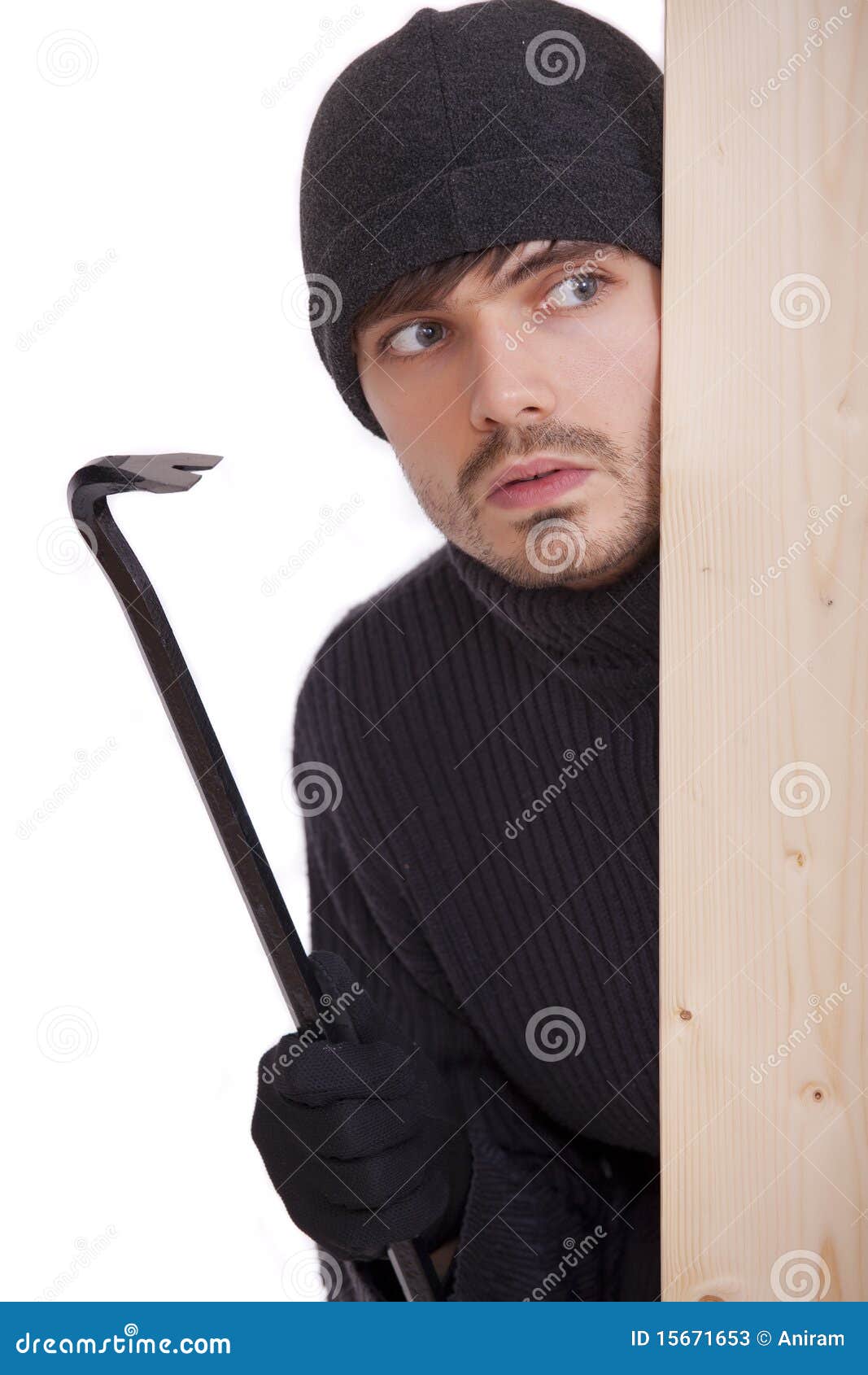 Criminal guy with crowbar stock image. Image of face - 15671653
