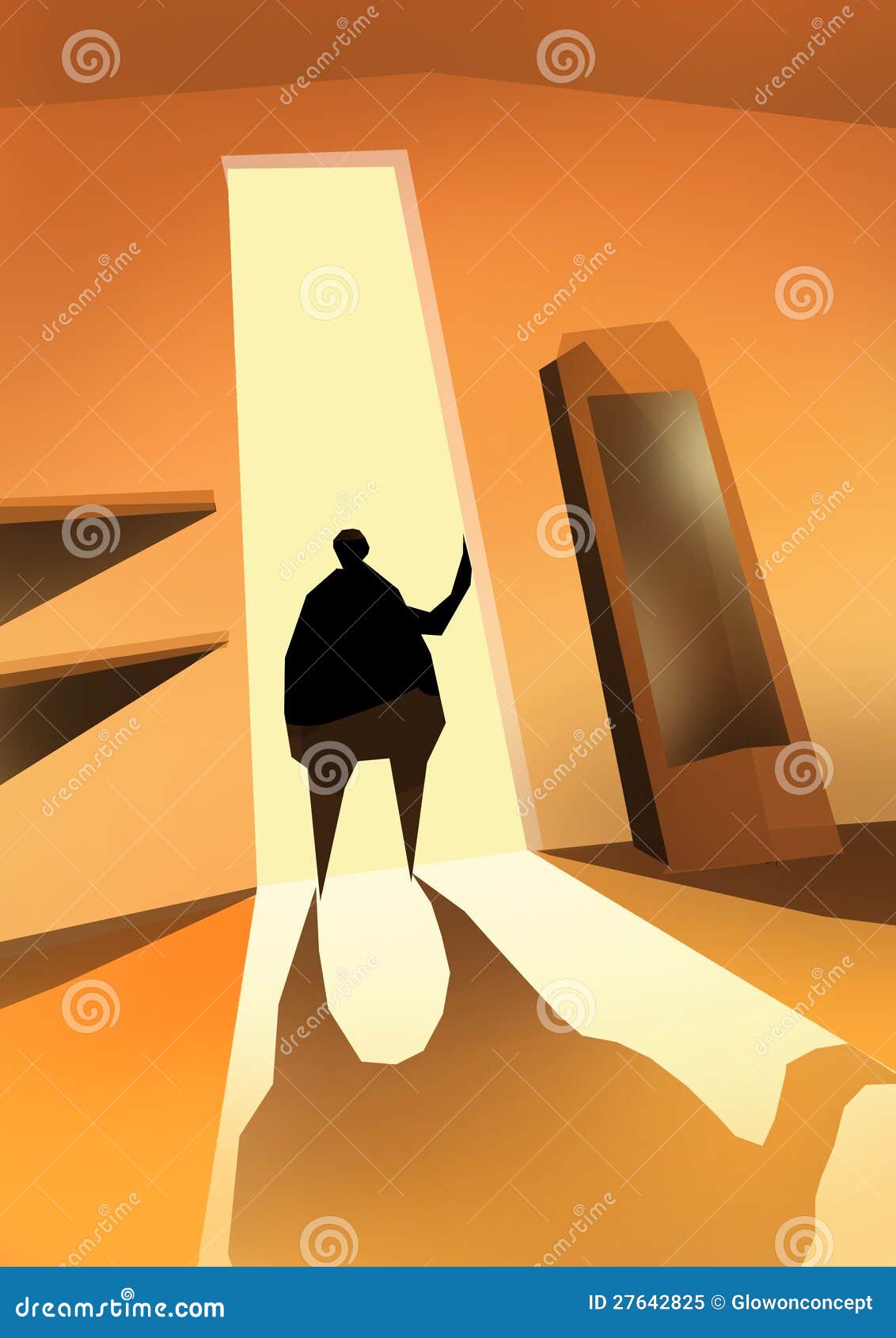 Criminal Guy Shadow in the House Stock Illustration - Illustration of ...