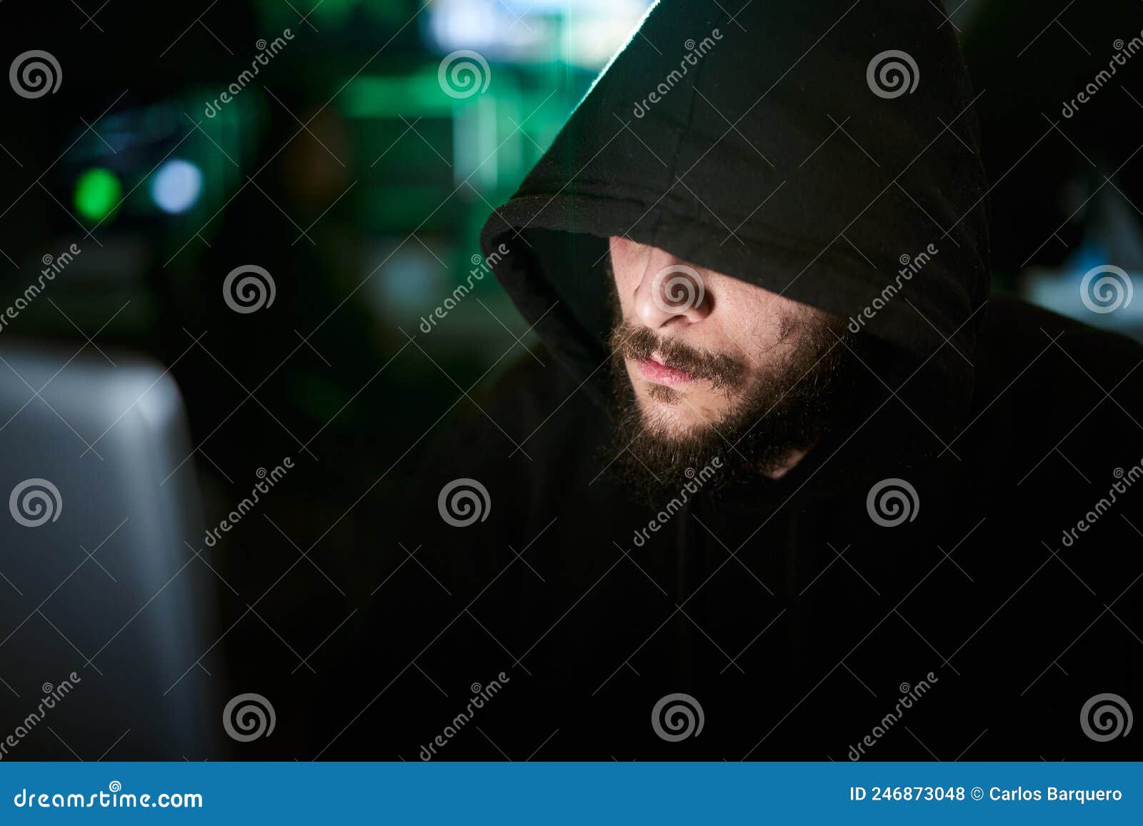 Criminal Team Hacker Using Computer for Organizing Massive Data Breach ...