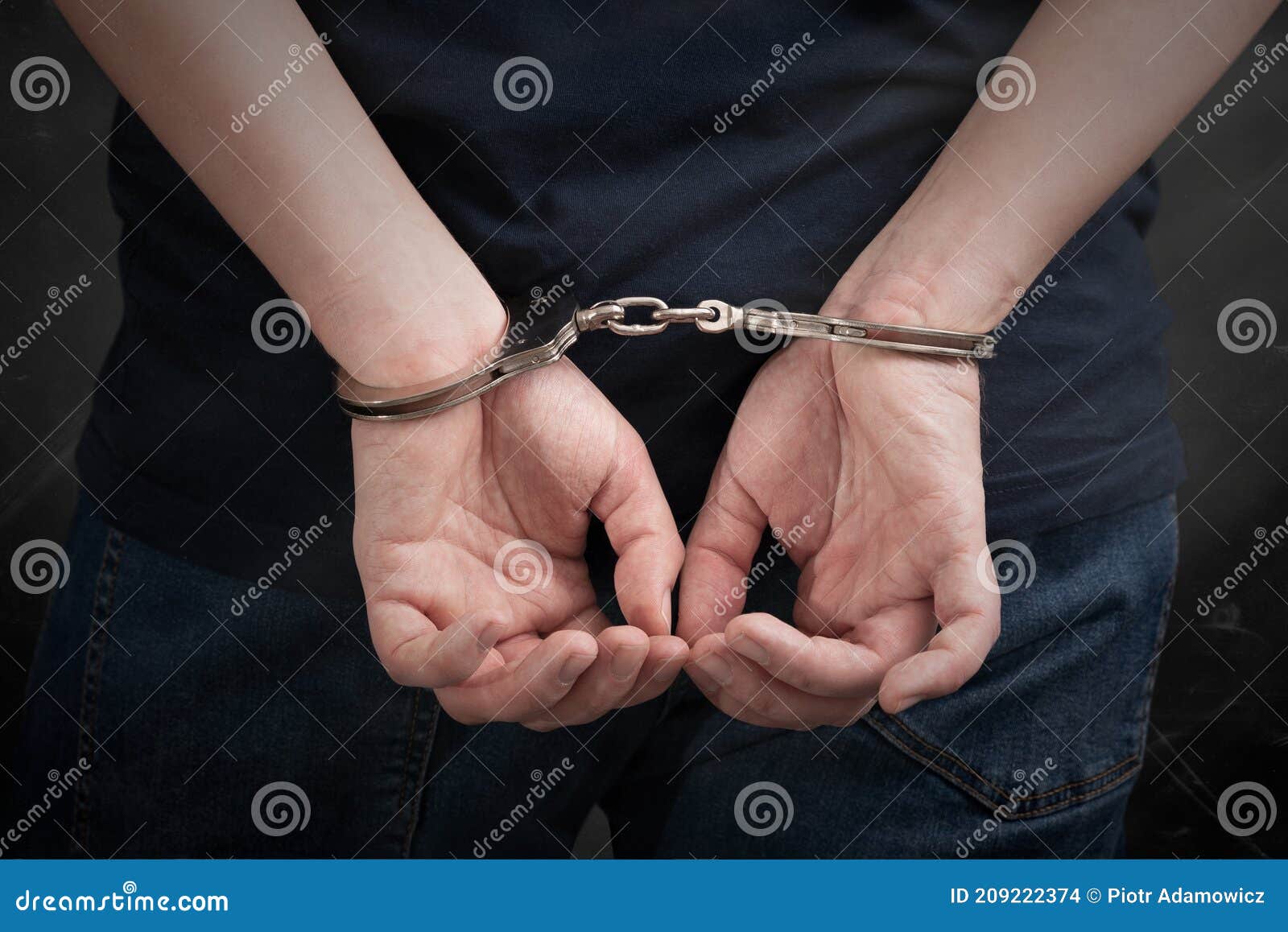Criminal Handcuffed, Back View Stock Photo - Image of inmate, convict ...
