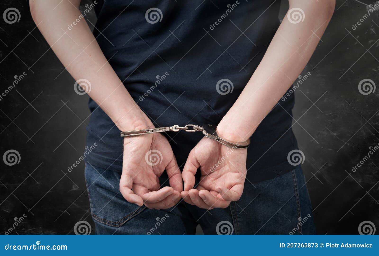 Criminal Handcuffed, Back View Stock Image - Image of chain, dark ...