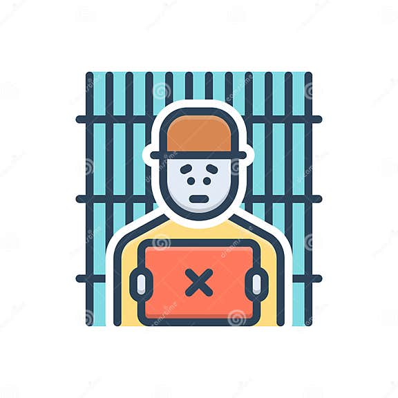Color Illustration Icon for Criminal, Convicted and Jailbird Stock ...