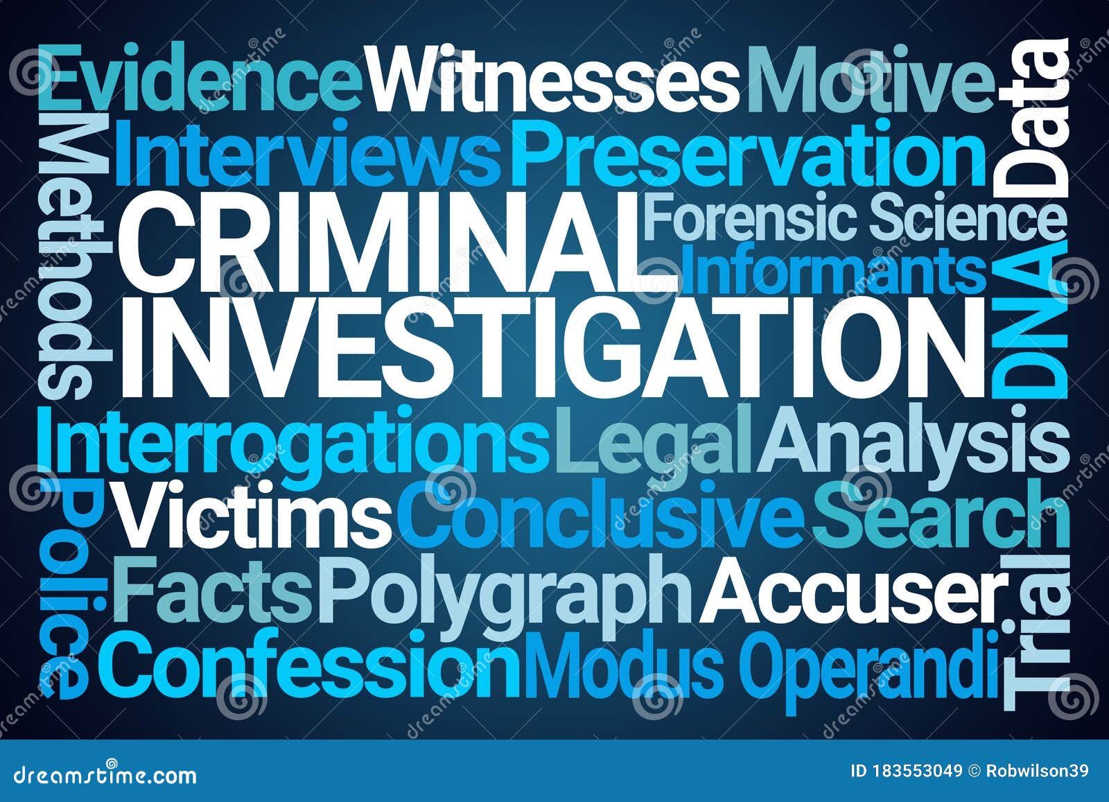 Criminal Investigation Word Cloud Stock Illustration Illustration Of