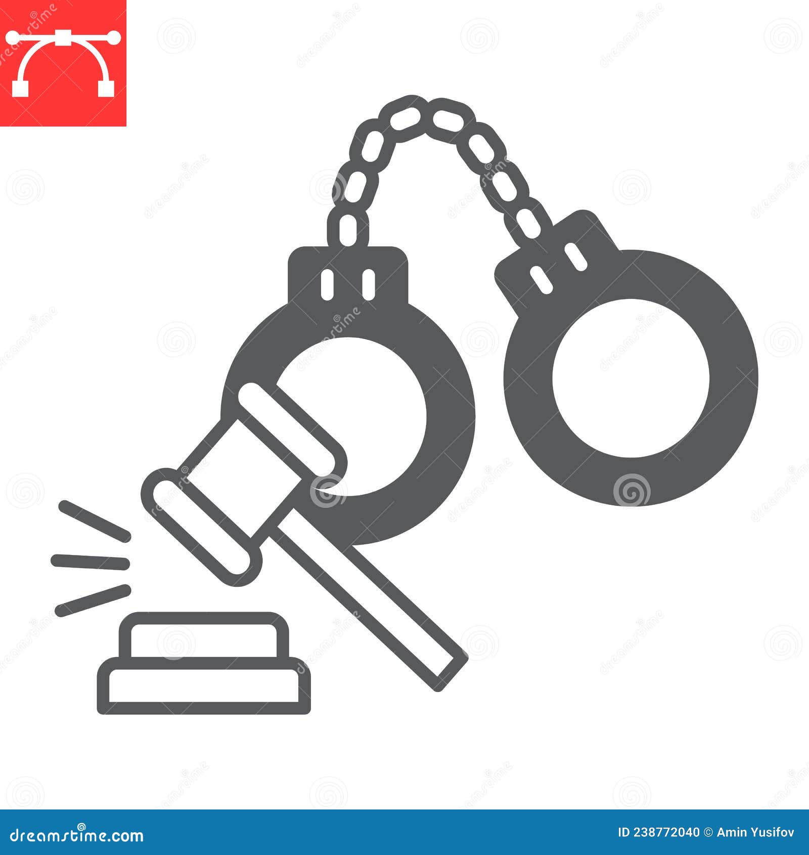 Criminal law glyph icon stock vector. Illustration of jail - 238772040