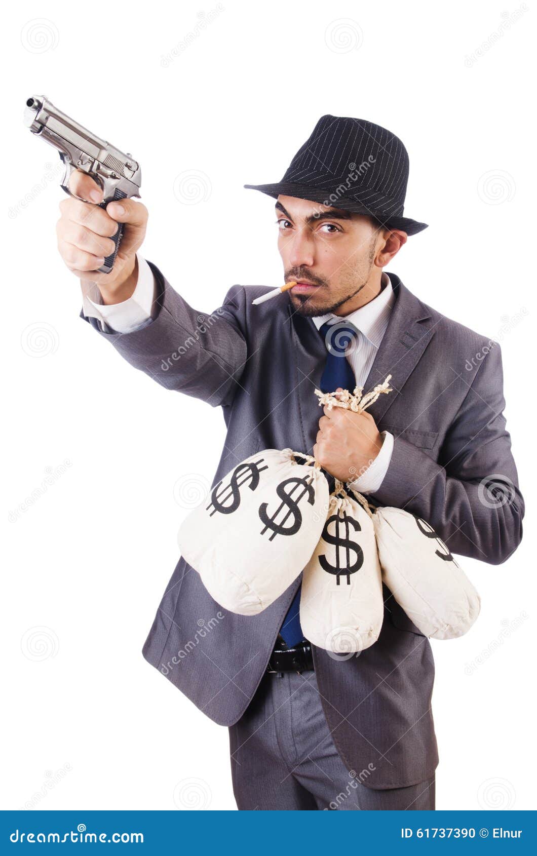 The Criminal Man Isolated on the White Stock Photo - Image of ...