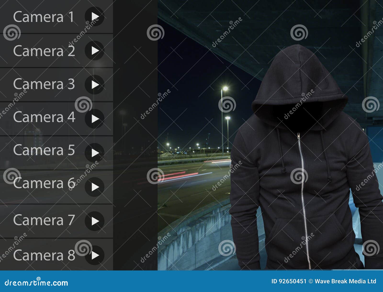 Criminal Man on Security Camera App Interface Road Carpark Stock Image ...