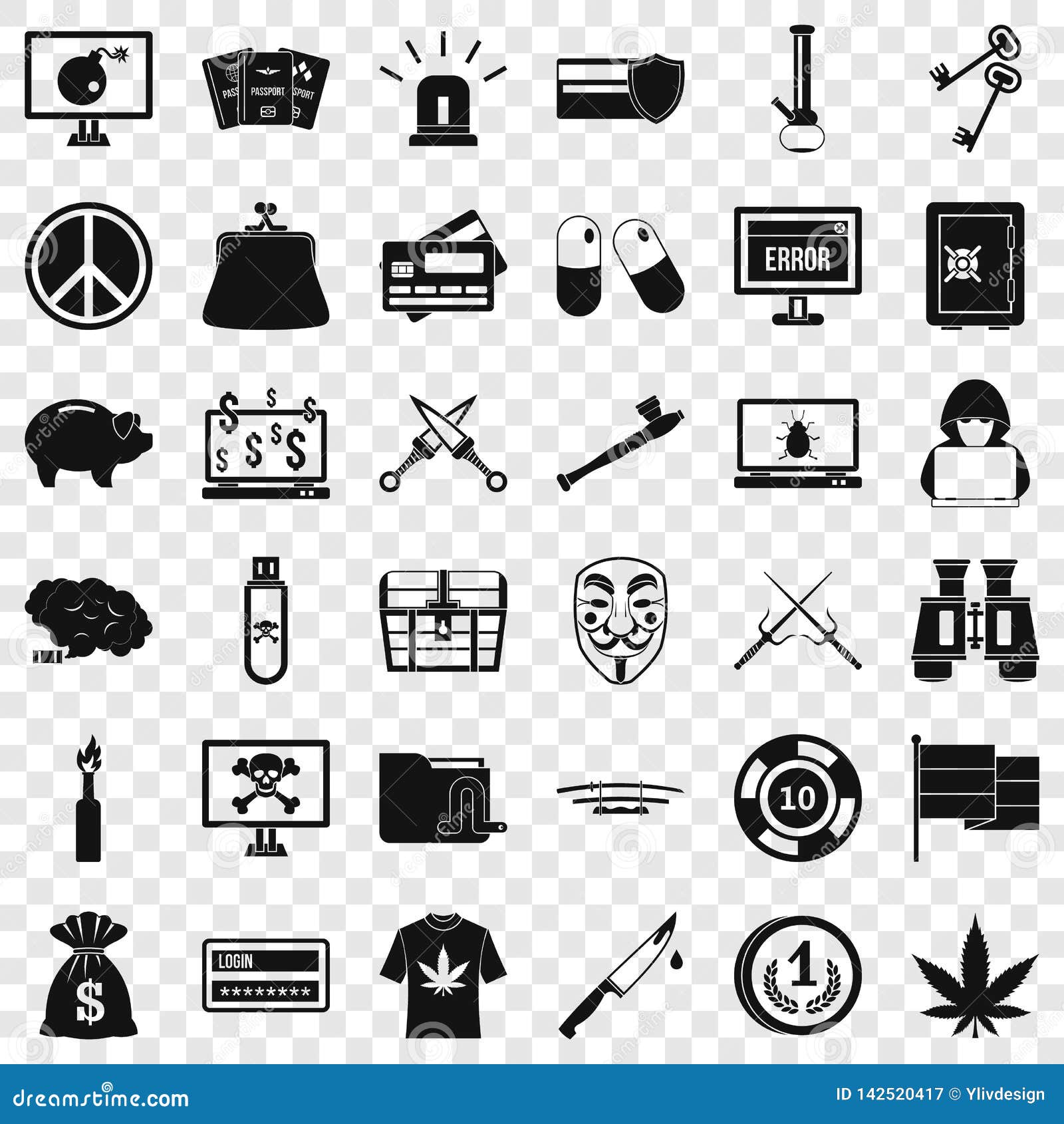 Criminal Money Icons Set, Simple Style Stock Vector - Illustration of ...