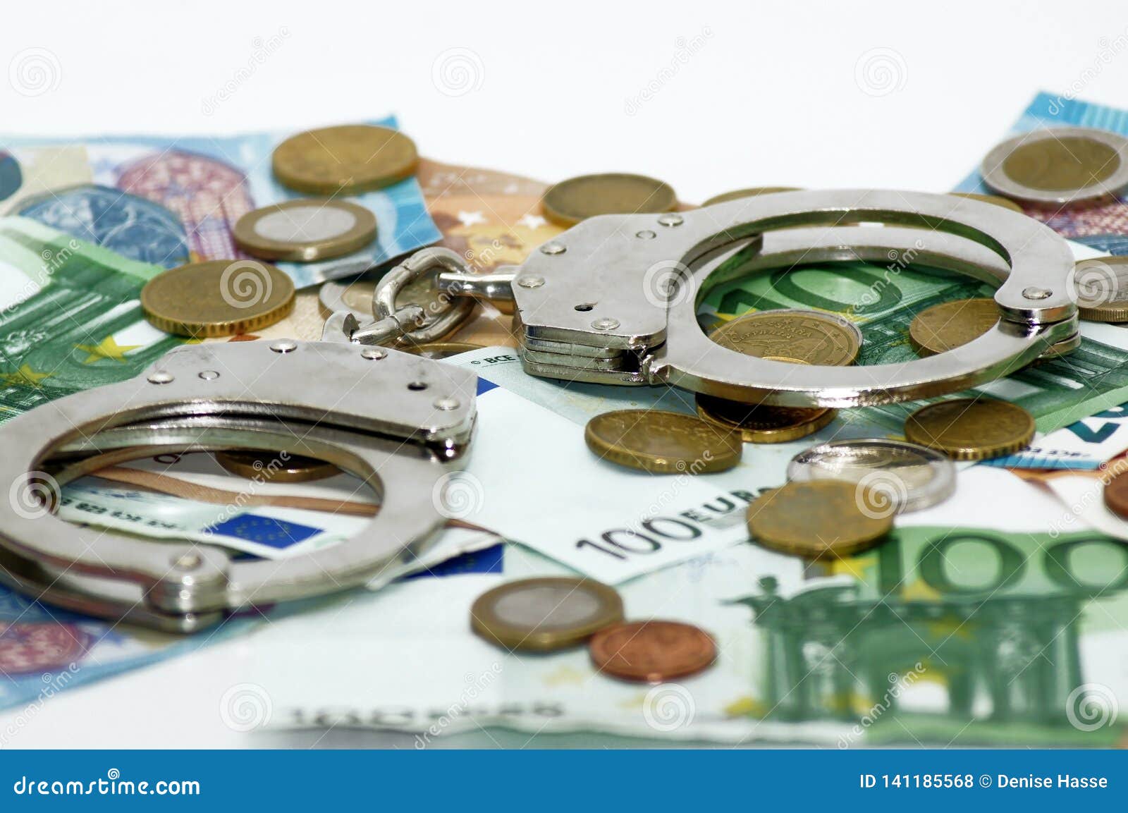 Criminal Money Transactions Euro Banknotes and Handcuffs Stock Photo ...