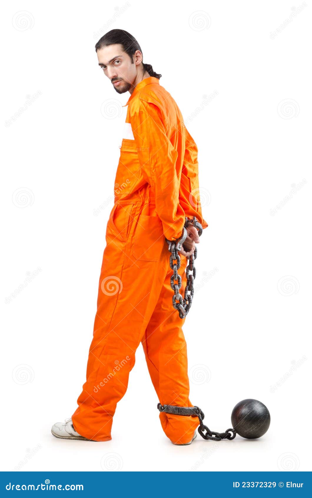 Criminal In Orange Uniform Behind Prison Bars, Serving Life Sentence ...