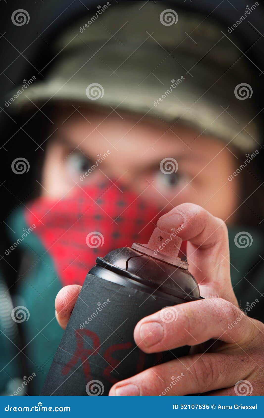 Criminal Pressing Spray Can Nozzle Stock Photo - Image of hood ...
