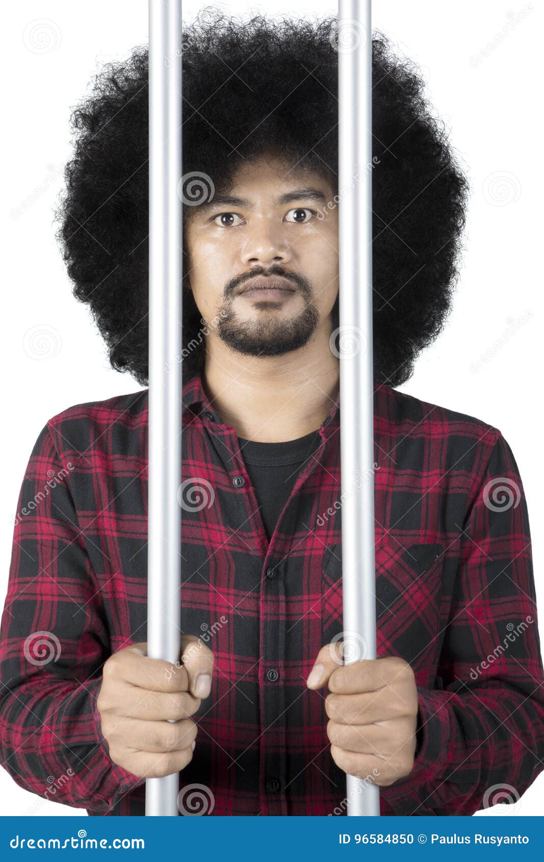 Criminal in prison stock photo. Image of adult, afro - 96584850
