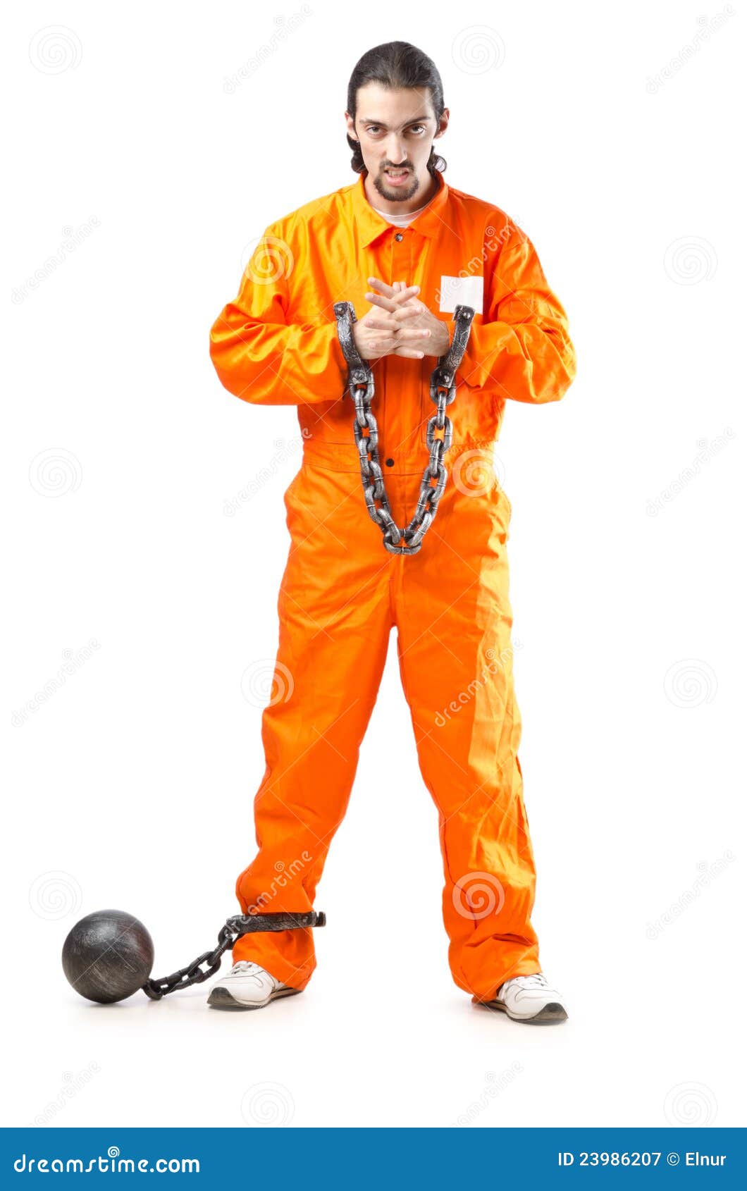 Criminal In Orange Uniform Behind Prison Bars, Serving Life Sentence ...