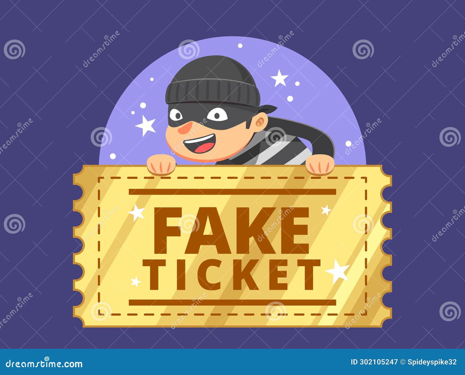 A Criminal is Showing a Fake Ticket. Isolated Vector Illustration Stock ...