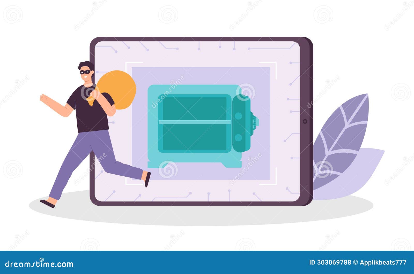 Criminal and Thief Hacking Computer and Stealing Money Stock Vector ...