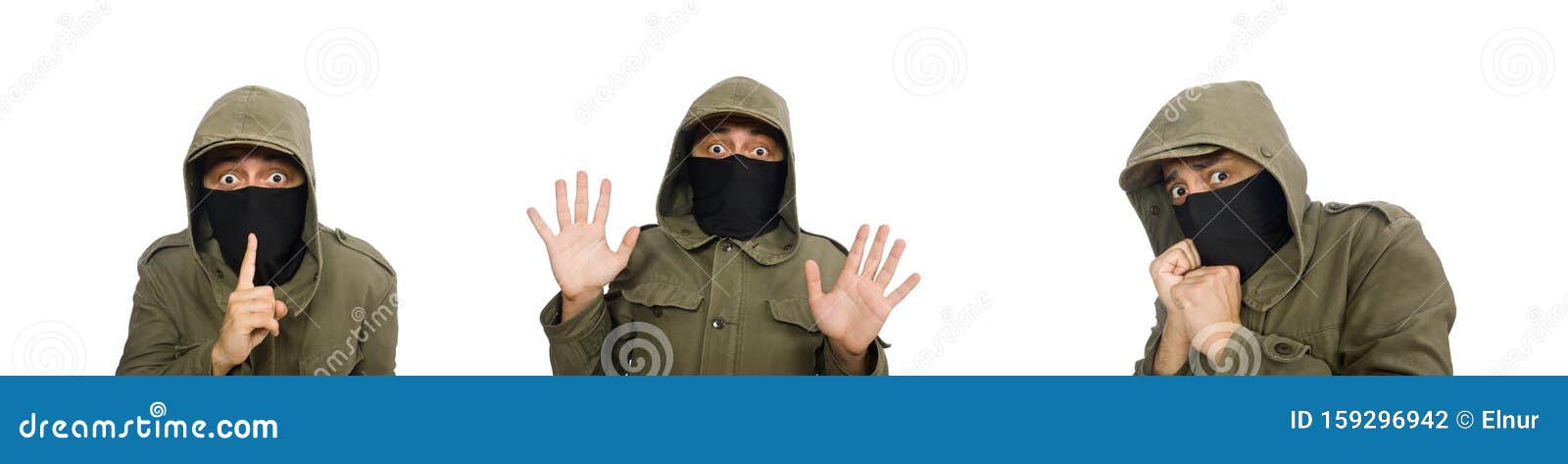 Criminal Wearing Mask Isolated on White Stock Photo - Image of illegal ...