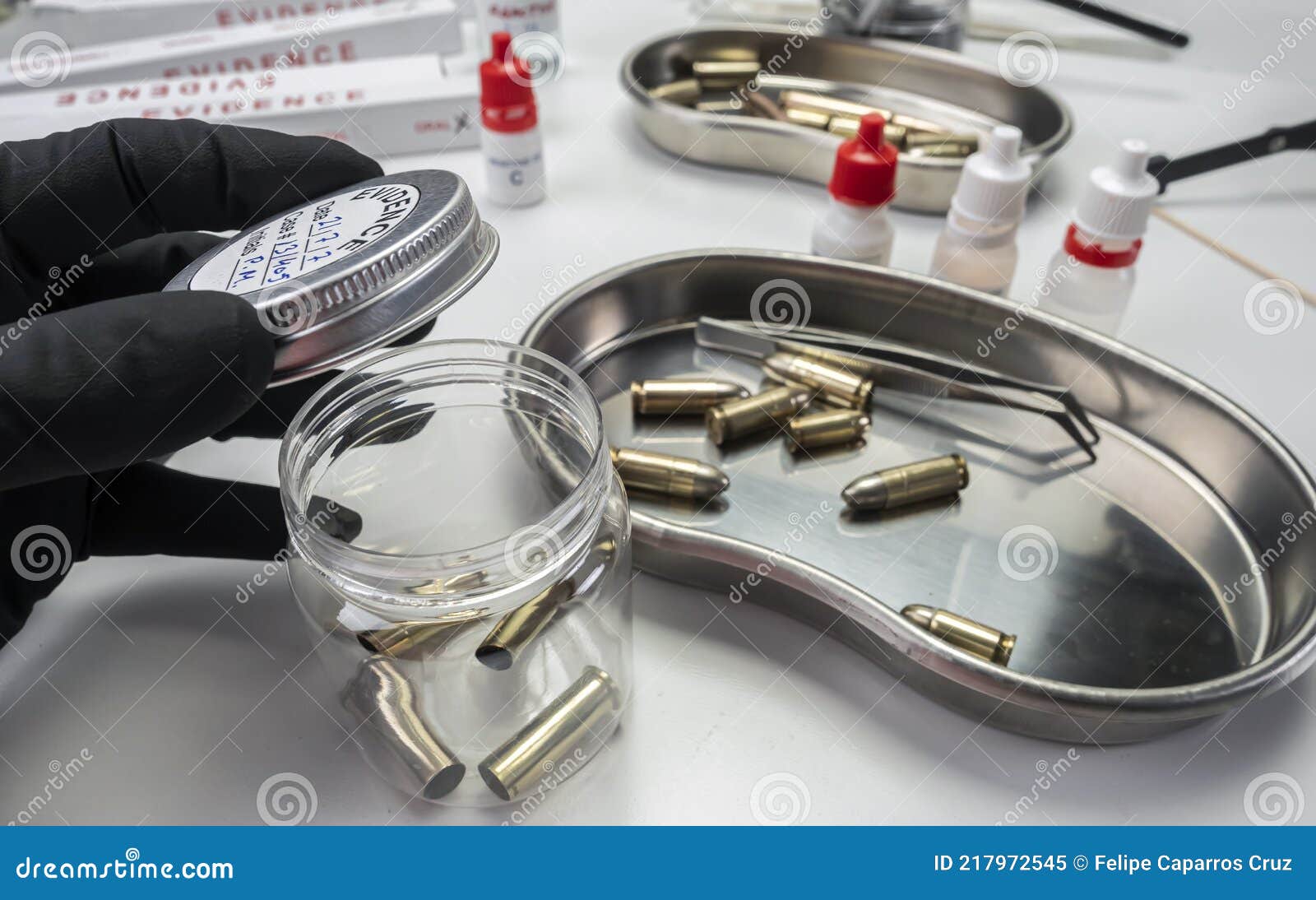 Criminalistic Laboratory, Bullet Shell Analysis Stock Image - Image of ...