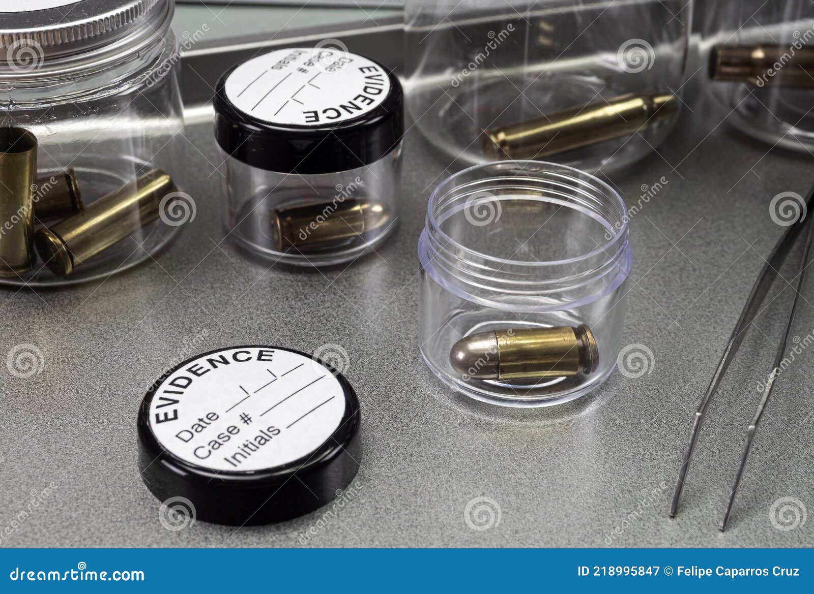 Criminalistic Laboratory, Scientific Police Officer Holds Bullet Tips ...