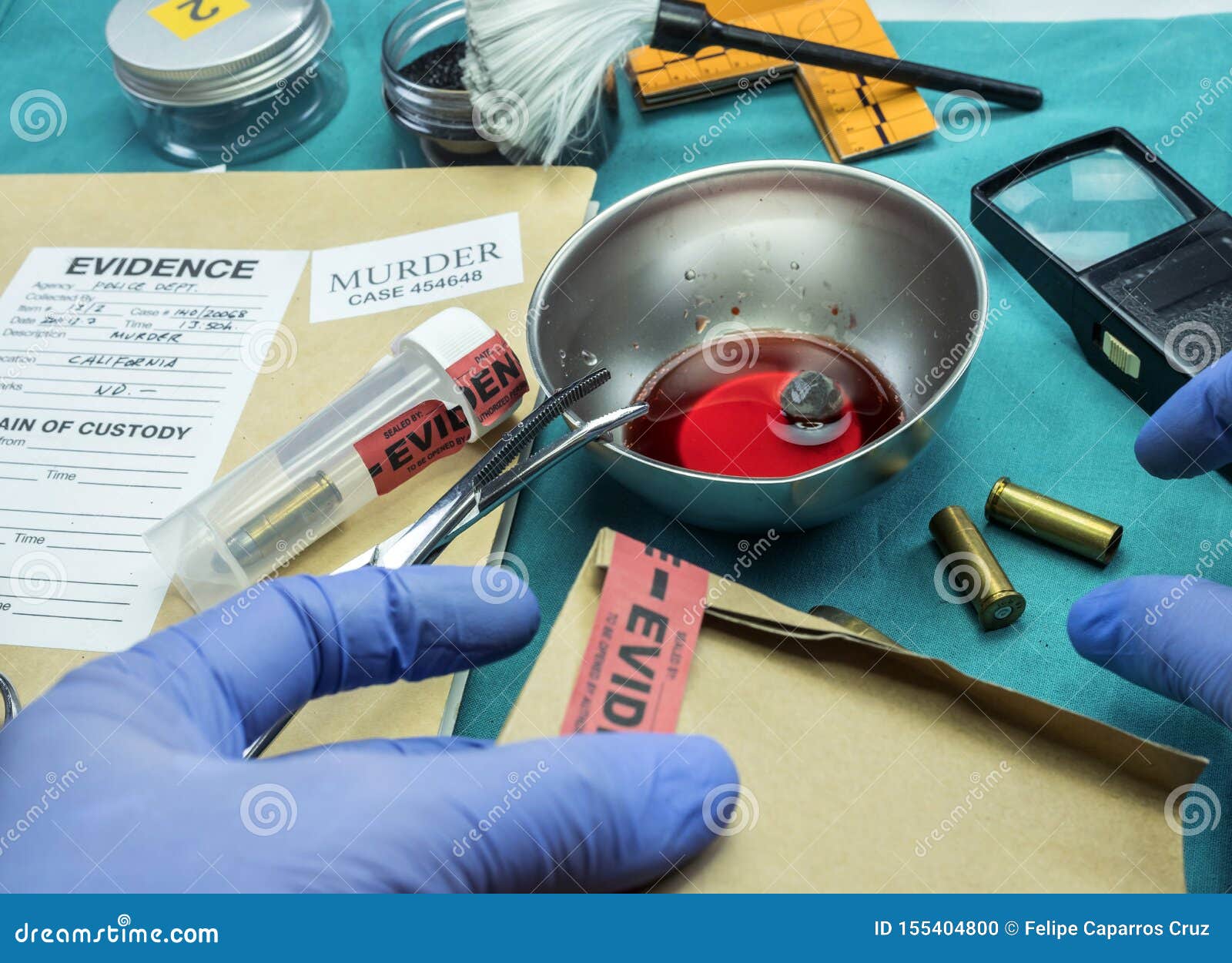 Criminalistic Laboratory, Bullet Shell Analysis Stock Photo - Image of ...