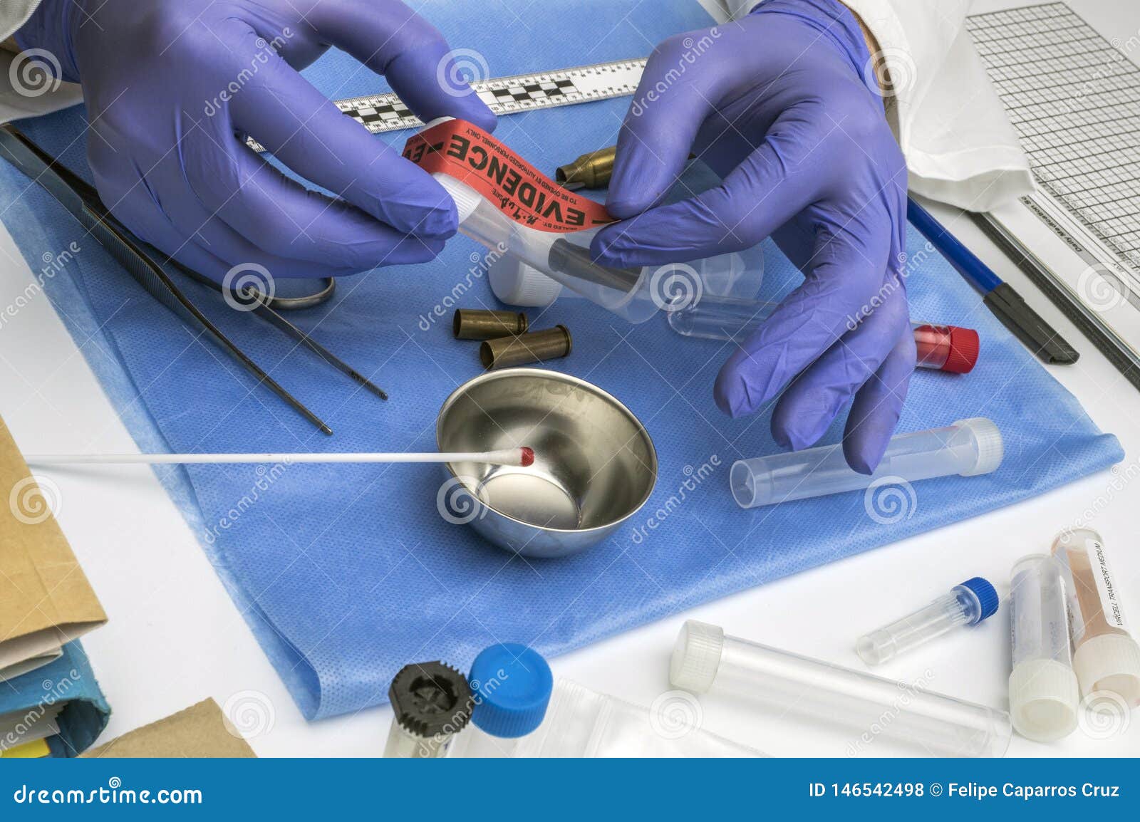 Criminalistic Laboratory, Bullet Shell Analysis Stock Photo - Image of ...