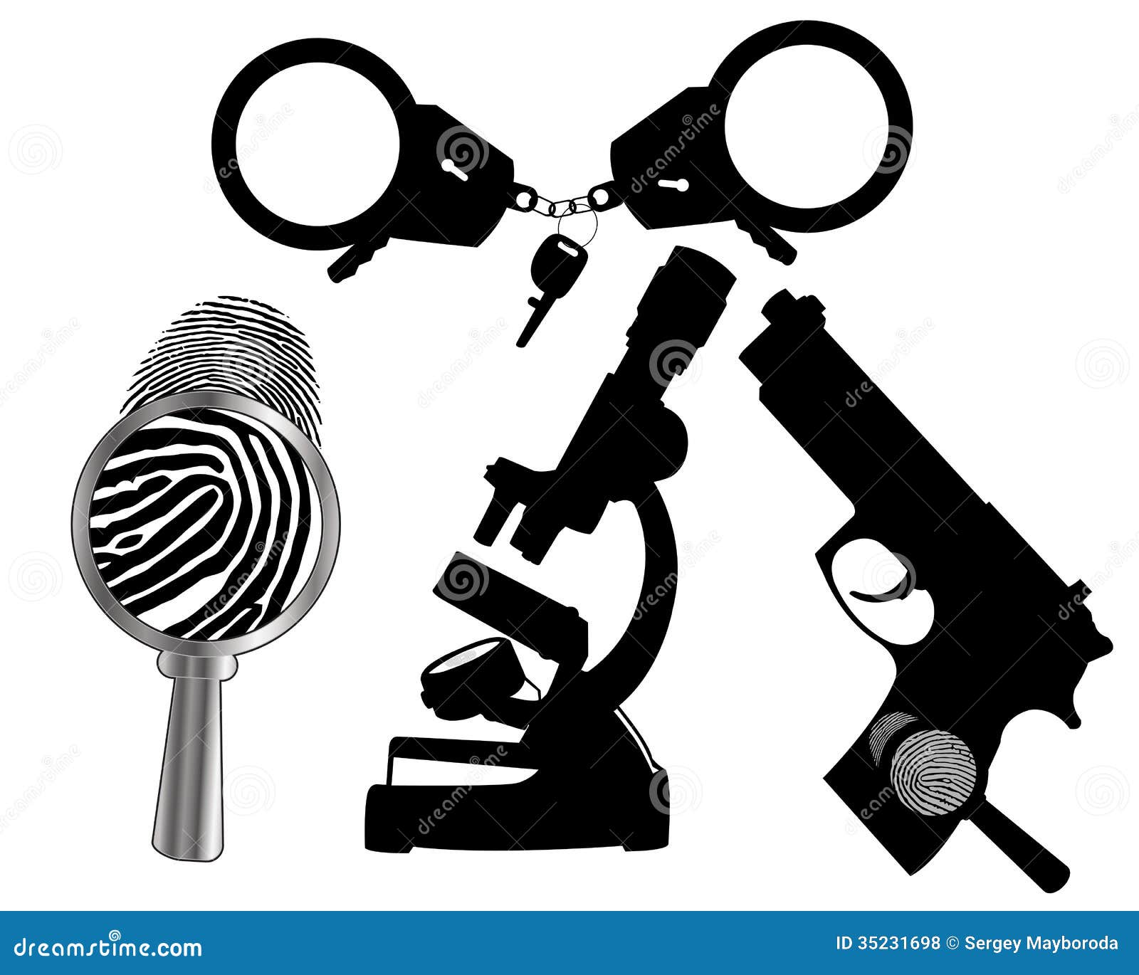 Criminalistics stock vector. Illustration of handcuffs - 35231698