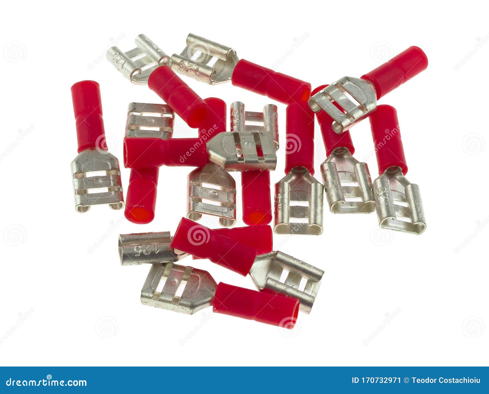 Crimp Receptacle Terminals, Insulated, Red Stock Image - Image of ...