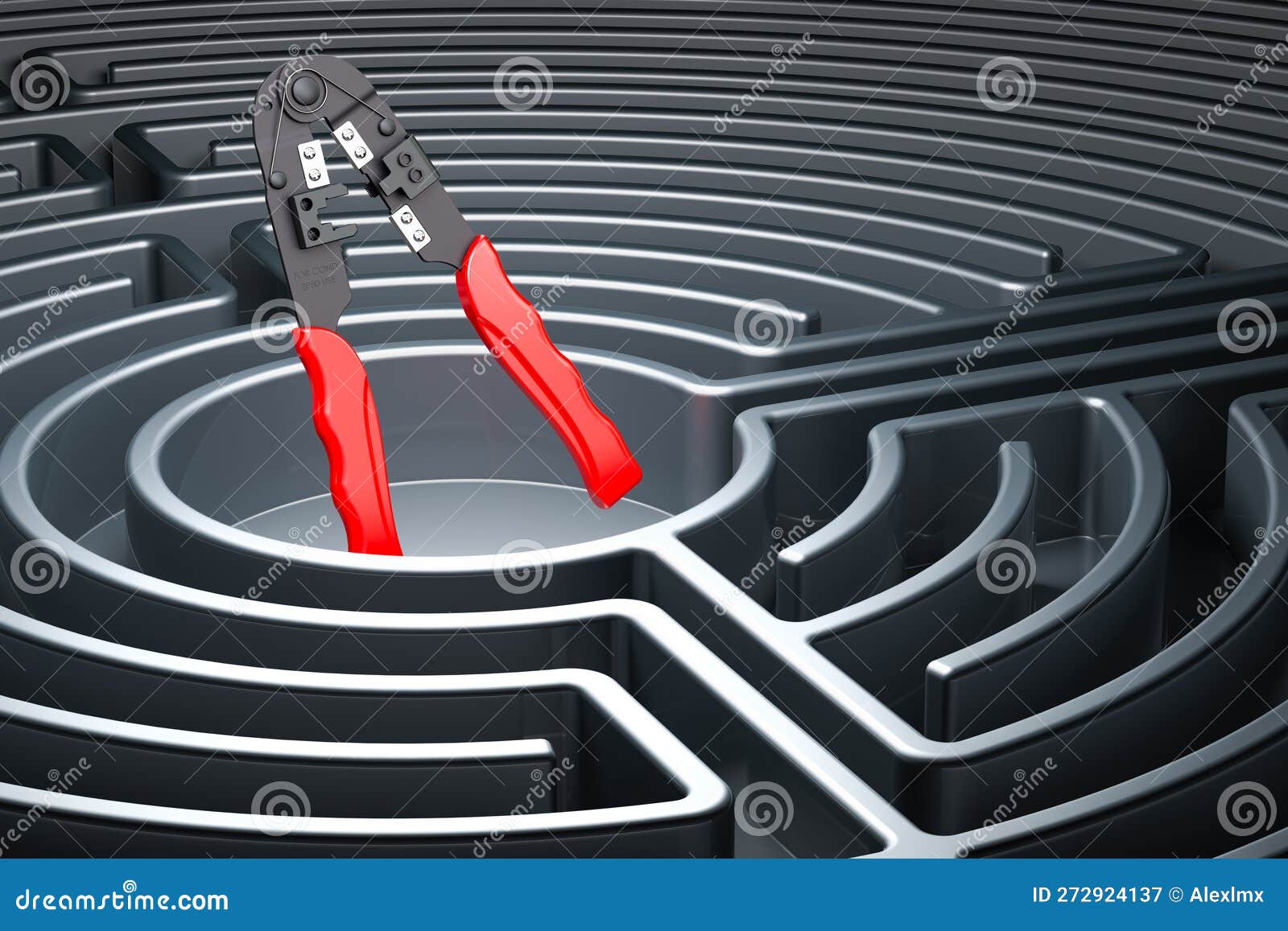 Crimper, Crimp Tool Inside Labyrinth, Maze. 3D Stock Illustration ...