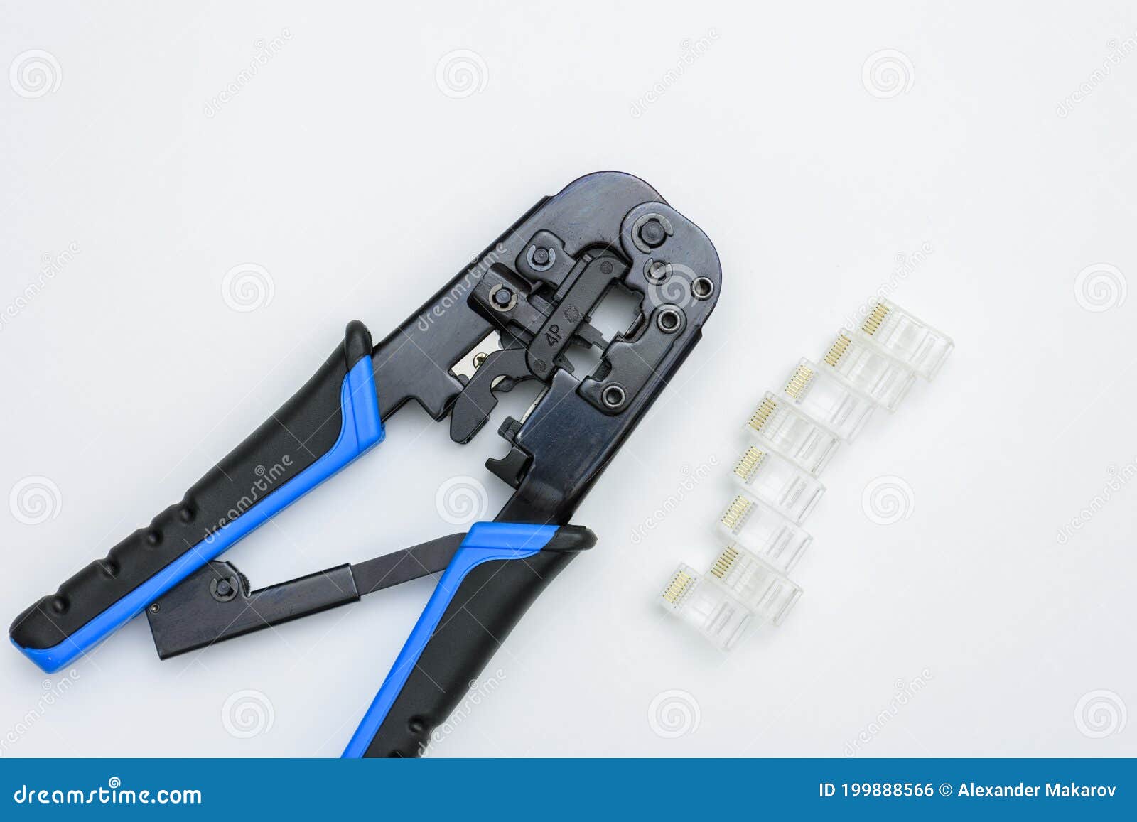 Crimping Power Tools for a Network Cable Stock Photo - Image of handle ...