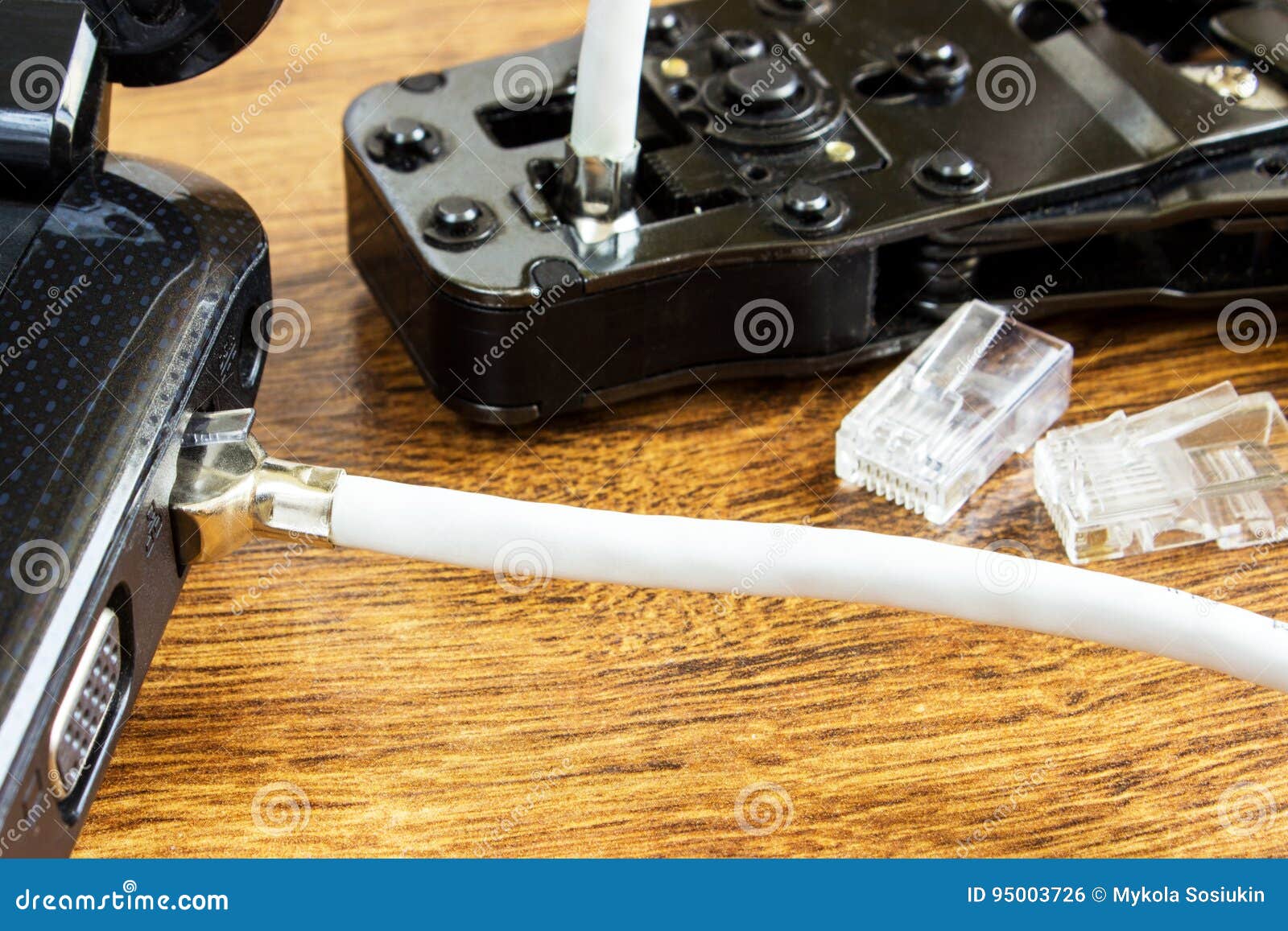 Crimping Tool with Cable for Computer Network. Stock Photo - Image of ...