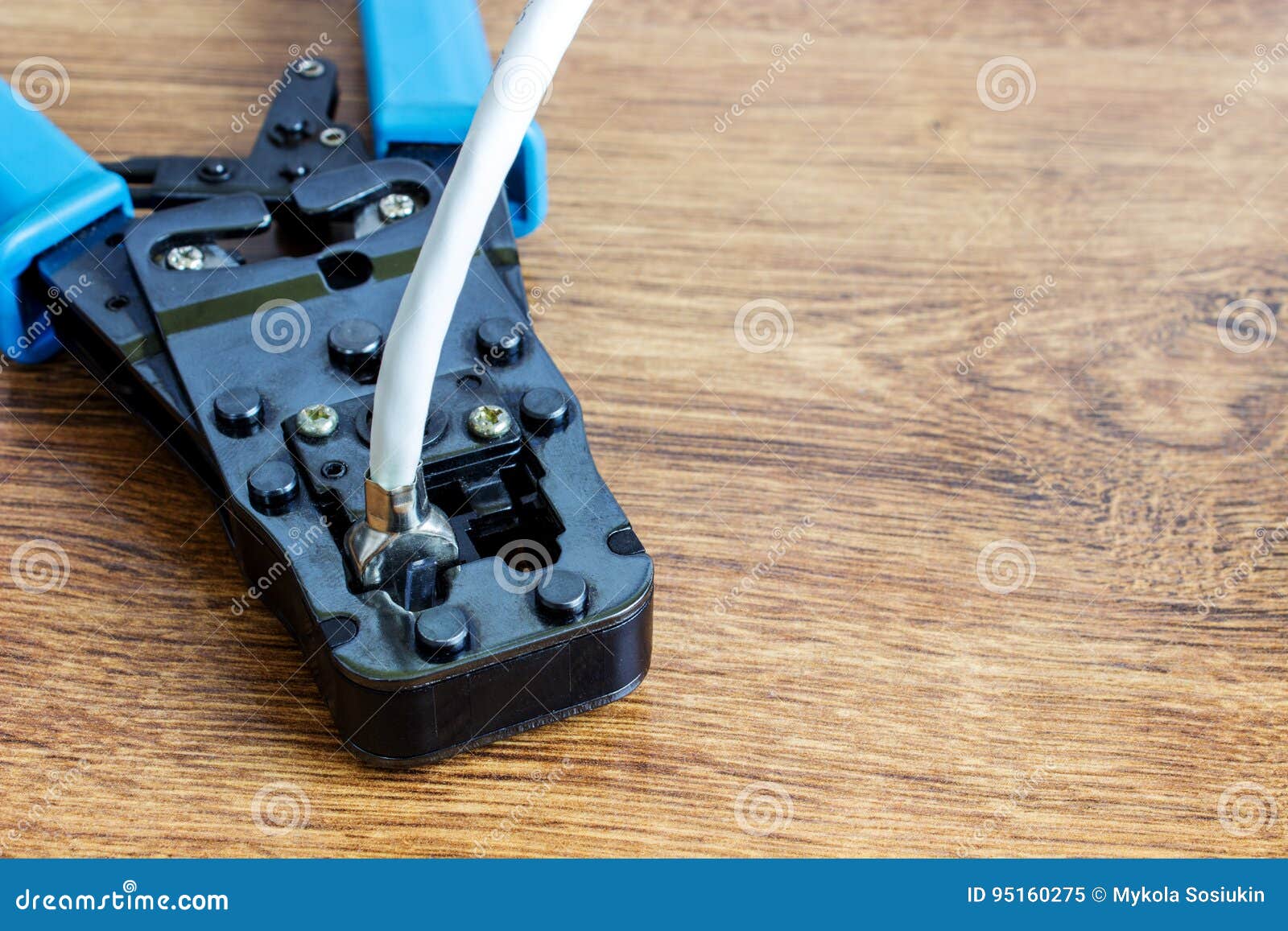 Crimping Tool with Cable for Computer Network. Stock Image - Image of ...
