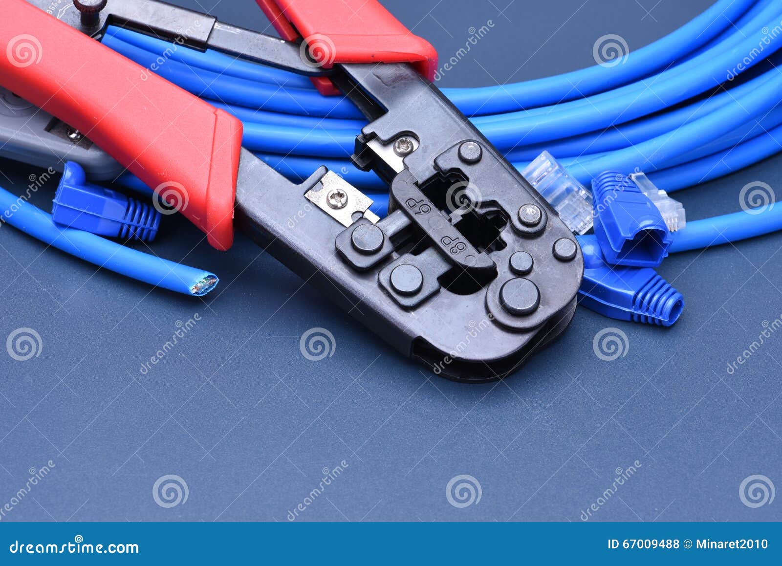 Crimping Tool with Cable for Computer Network Stock Photo - Image of ...