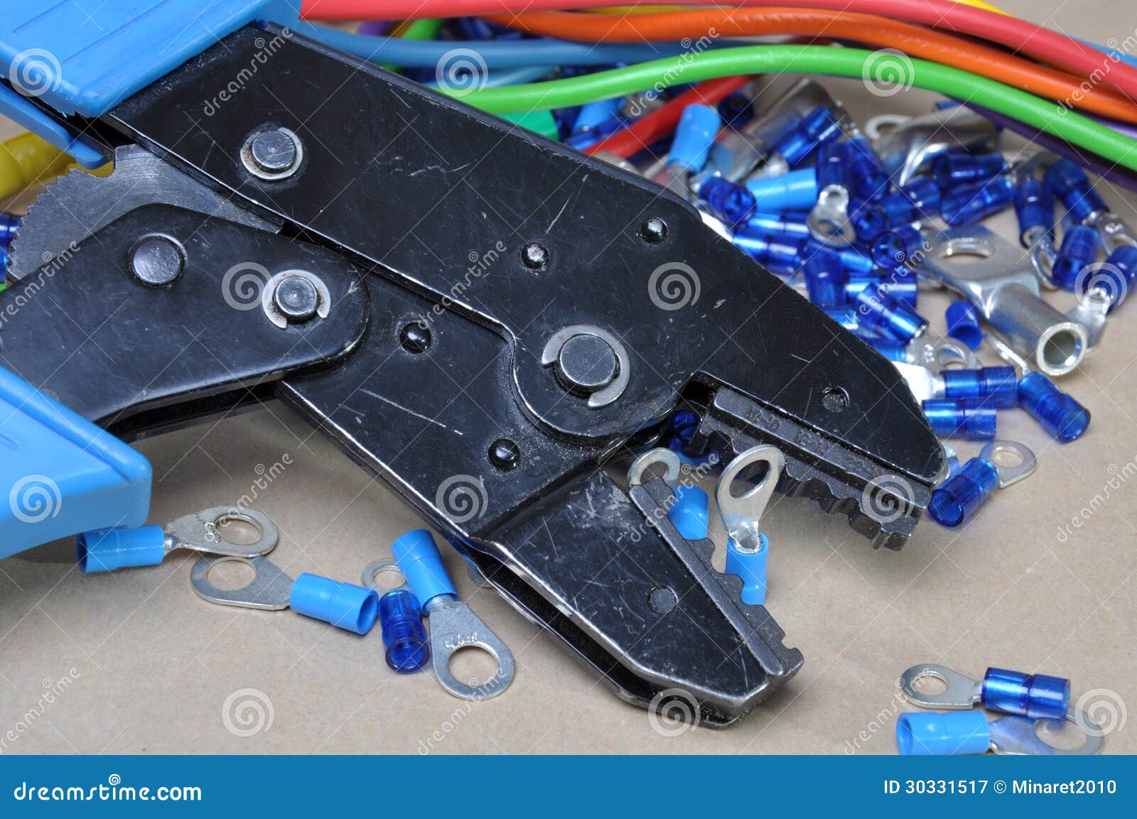 Crimping Tool and Cable Terminals Stock Image - Image of connection ...