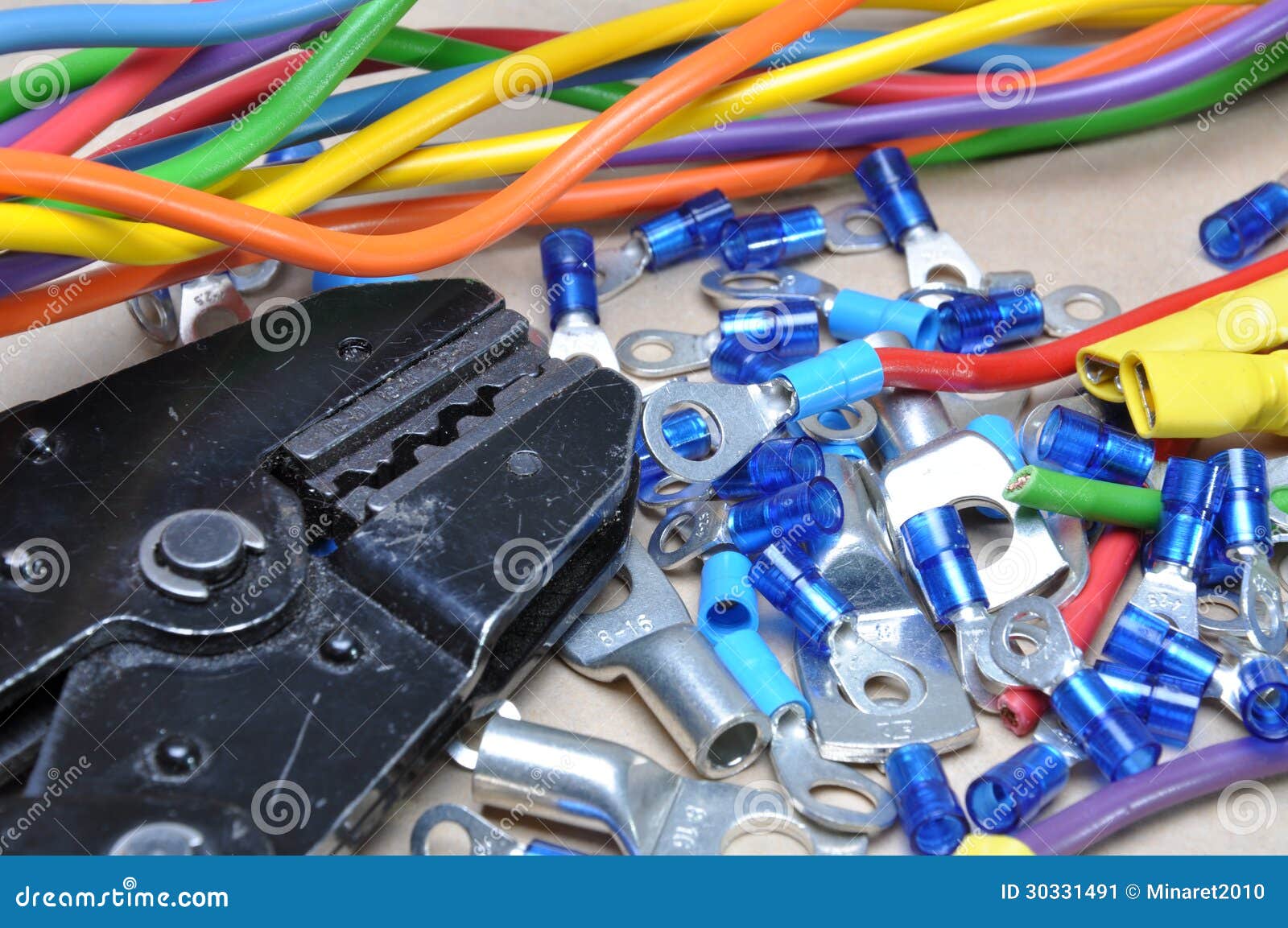 Crimping Tool and Cable Terminals Stock Image - Image of equipment ...