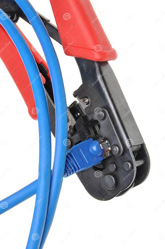 Crimping Tool with a Computer Network Cable Stock Photo - Image of ...