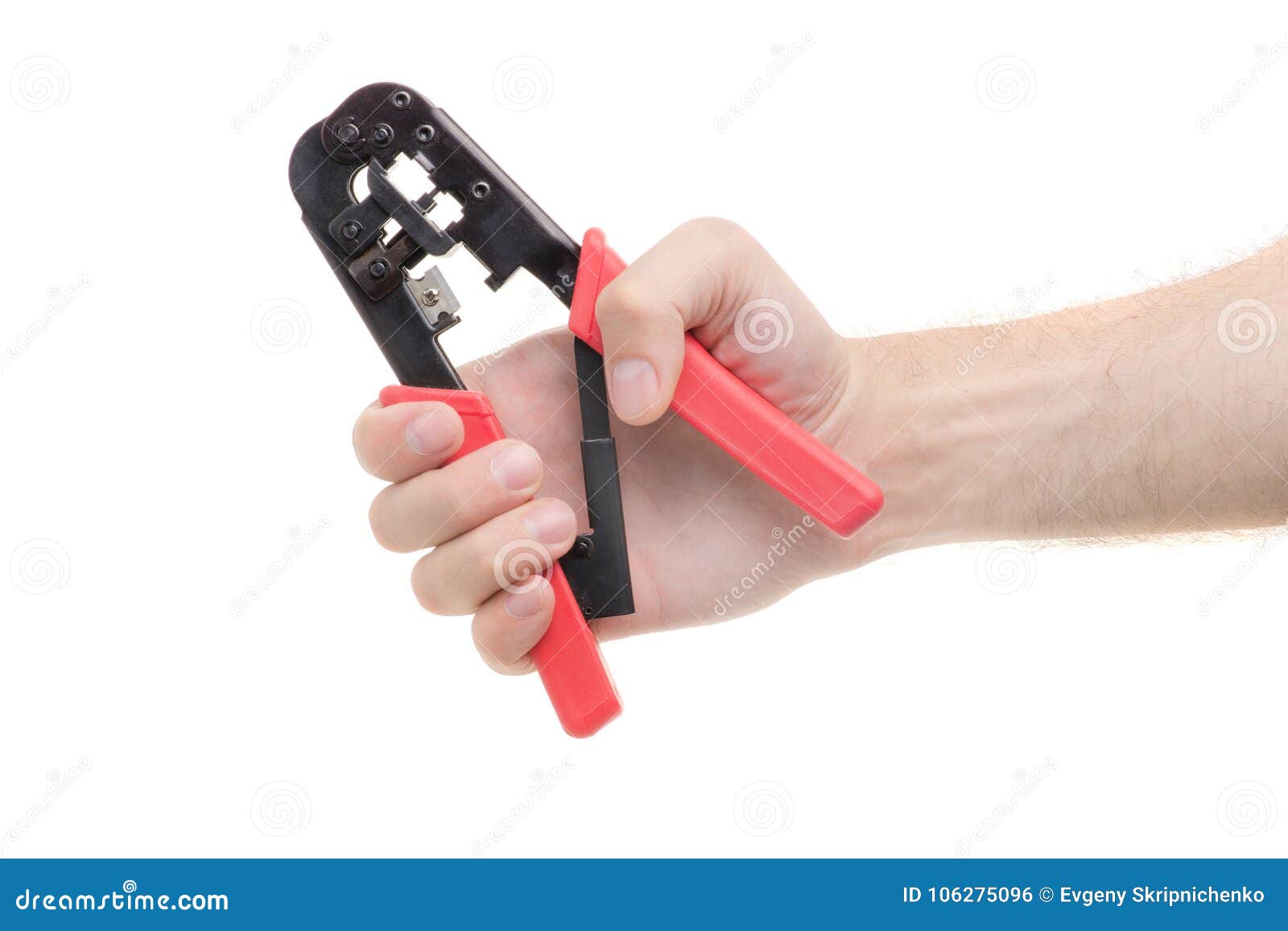 Crimping tool in the hand stock photo. Image of metal - 106275096