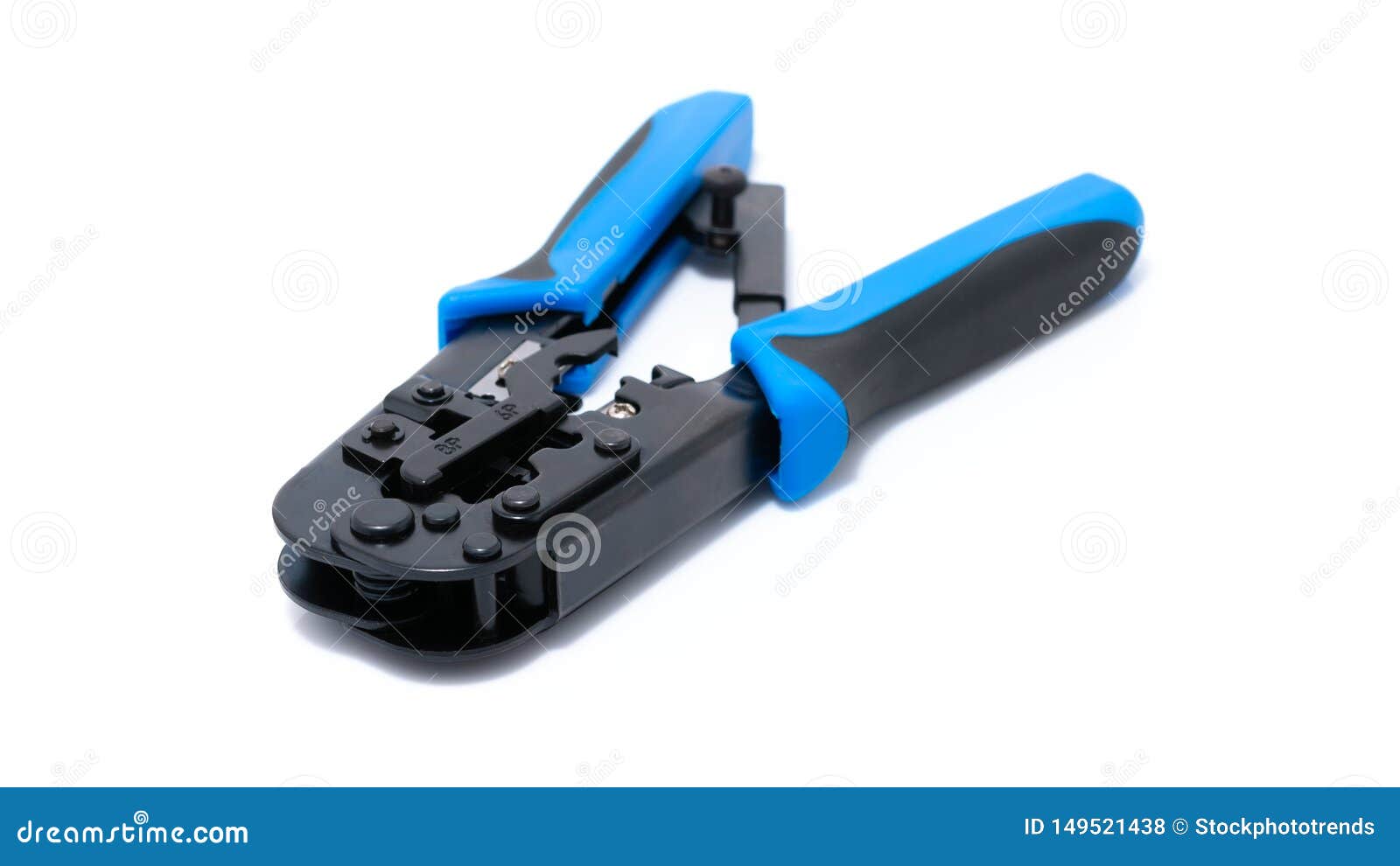 Crimping Tool Isolated on White Background, Stock Photo - Image of blue ...