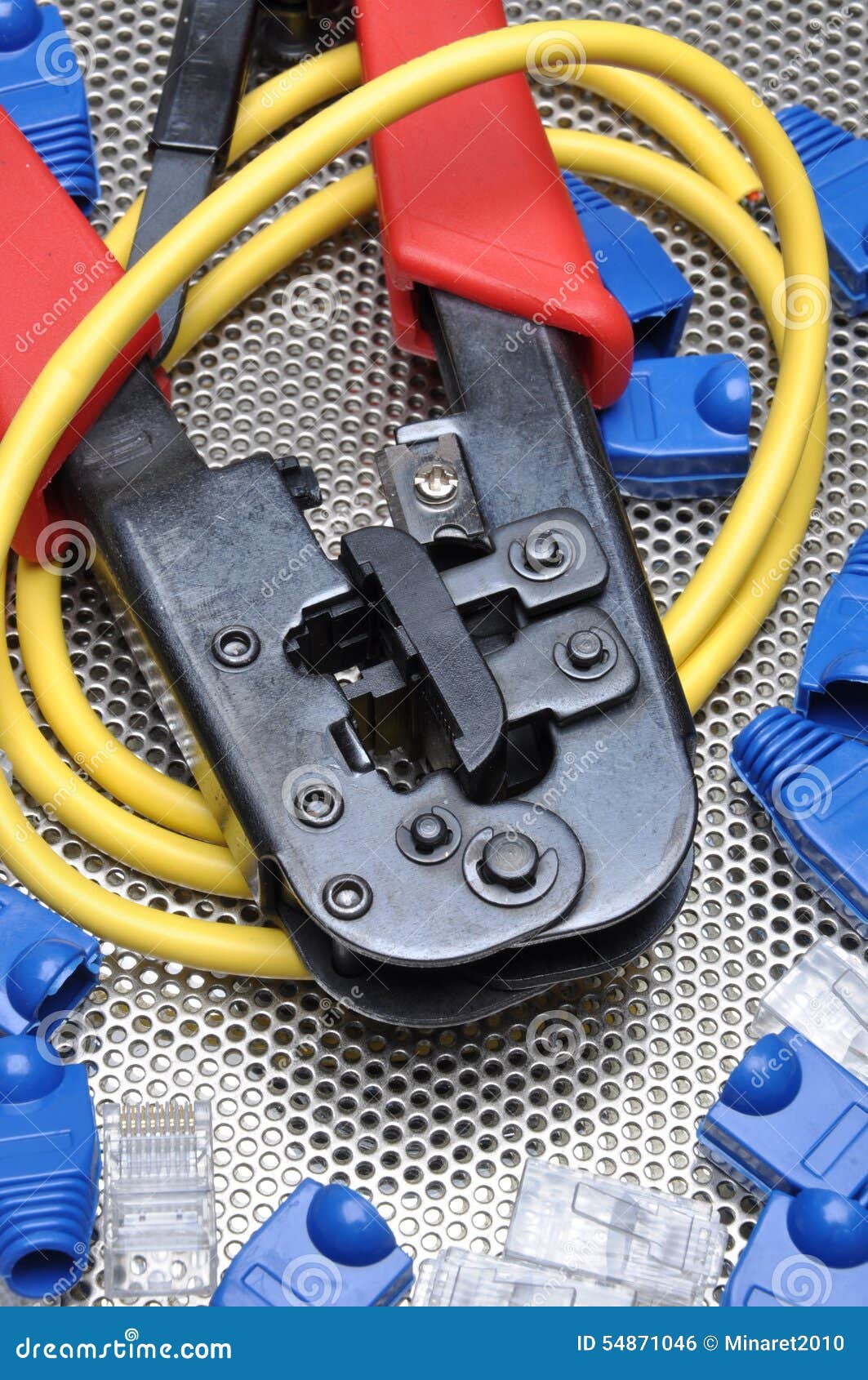 Crimping Tool with Network Cable Stock Photo - Image of information ...