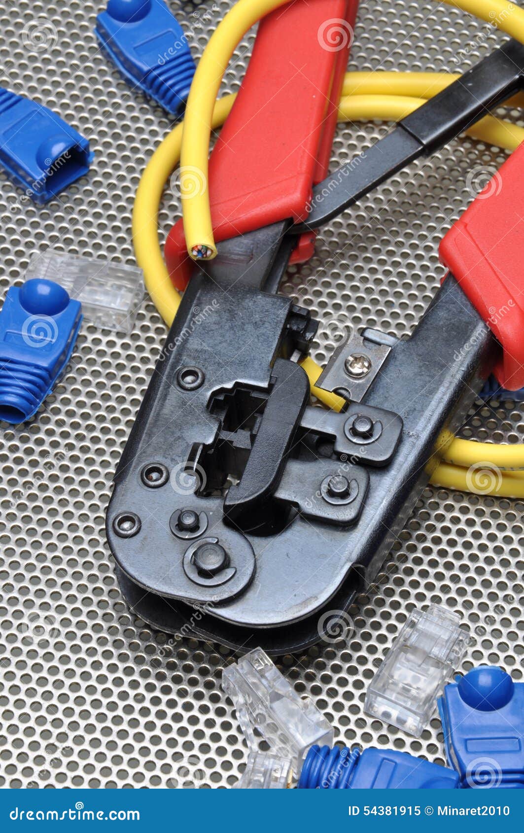 Crimping Tool with Network Cable and Connectors Stock Image - Image of ...