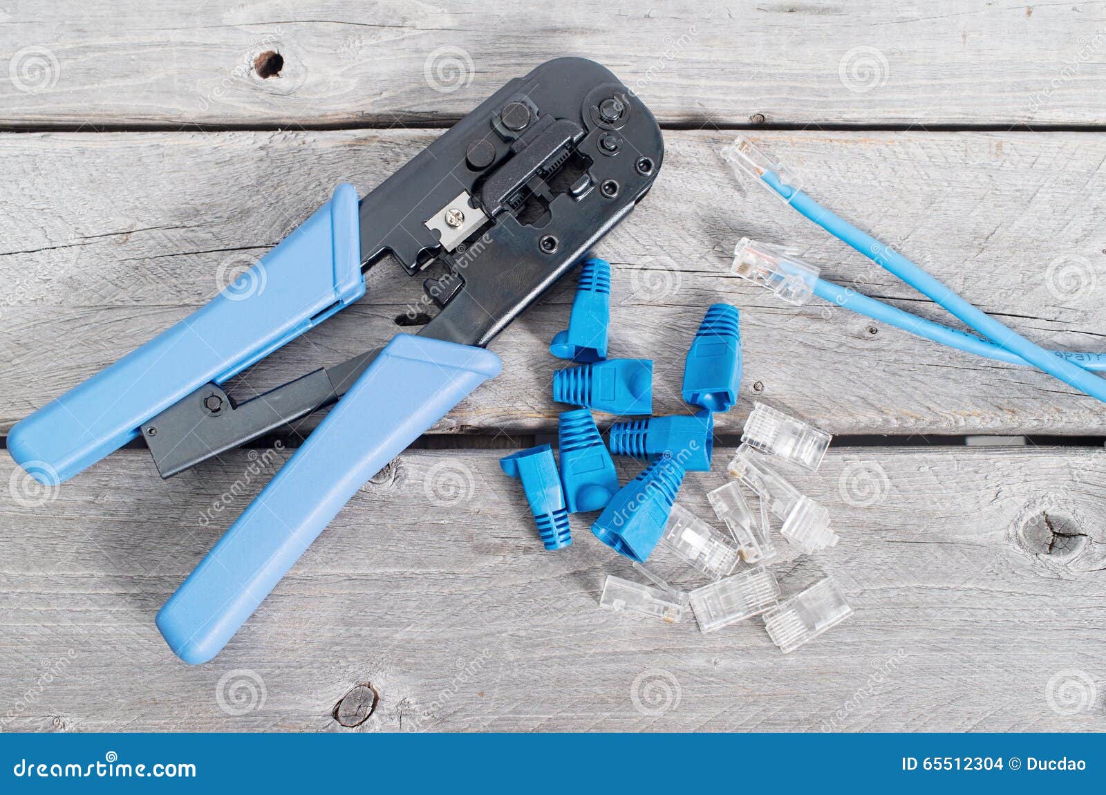 Crimping Tool with Network Cable Stock Photo - Image of connect ...
