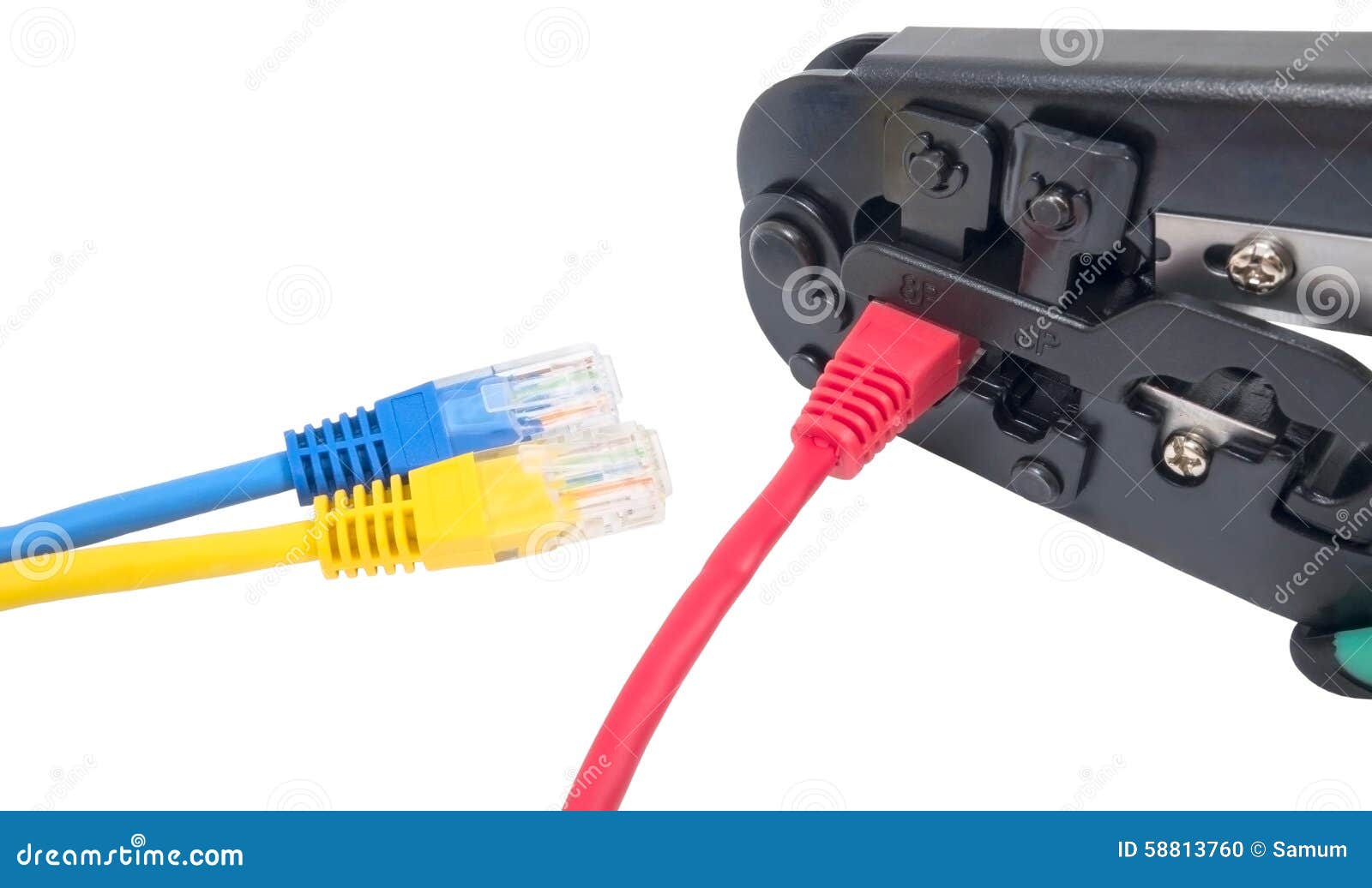Crimping Tool with a Network Cable Isolated Stock Photo - Image of ...