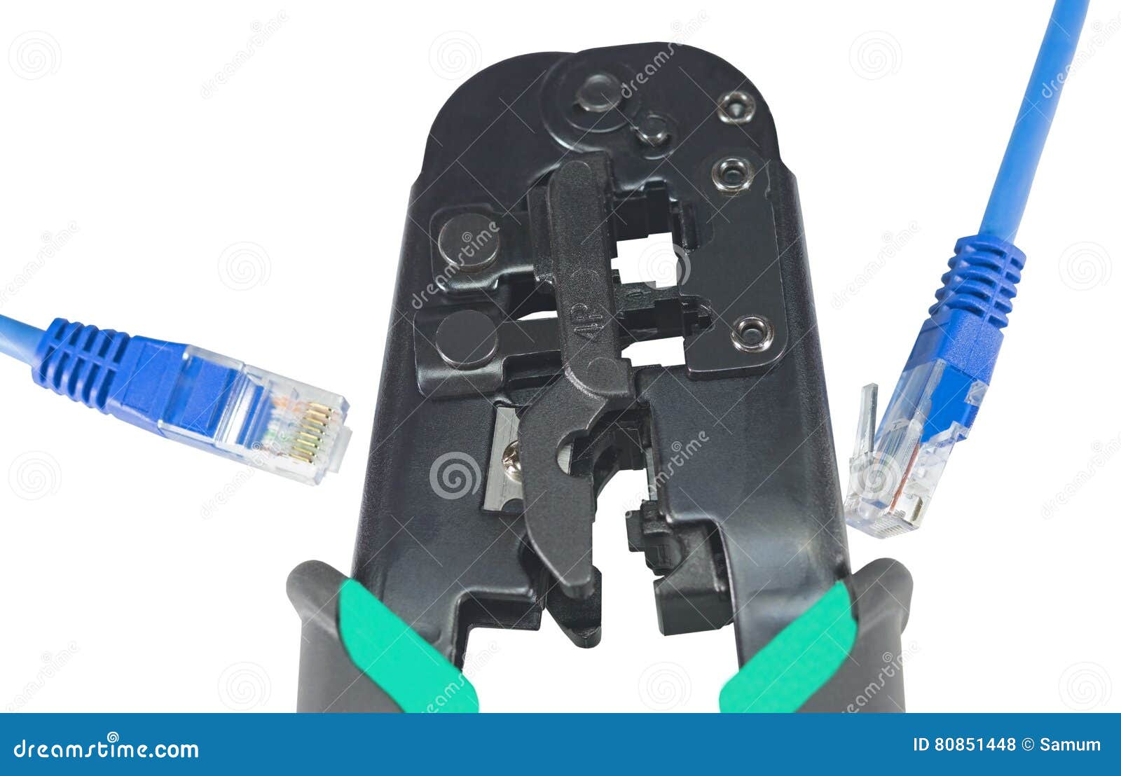 Crimping Tool with a Network Cable Isolated Stock Photo - Image of ...