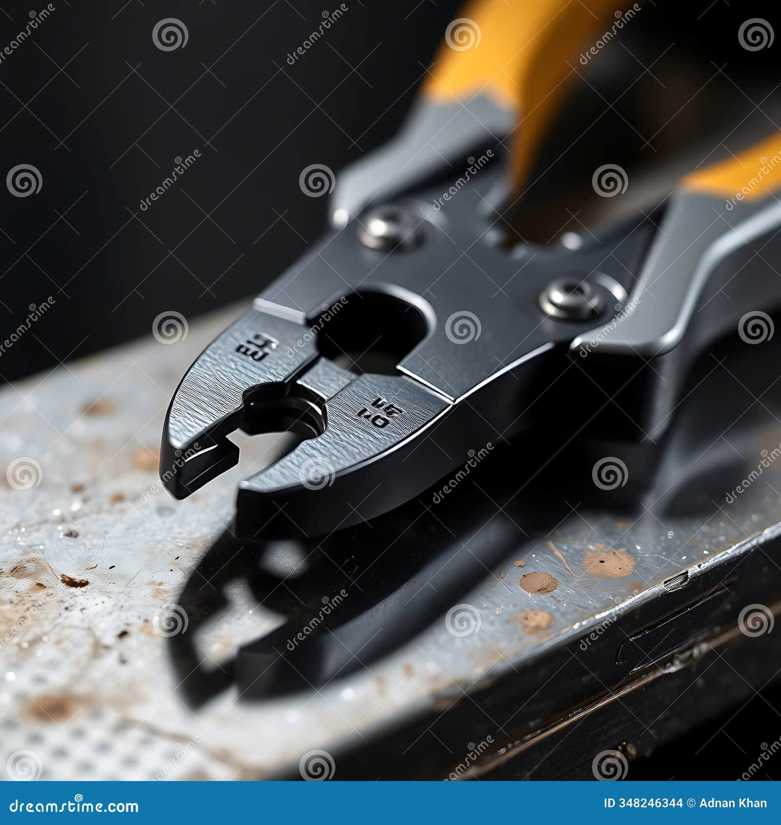 A Crimping Tool Set On A Textured Metal Surface With A Focus On The ...
