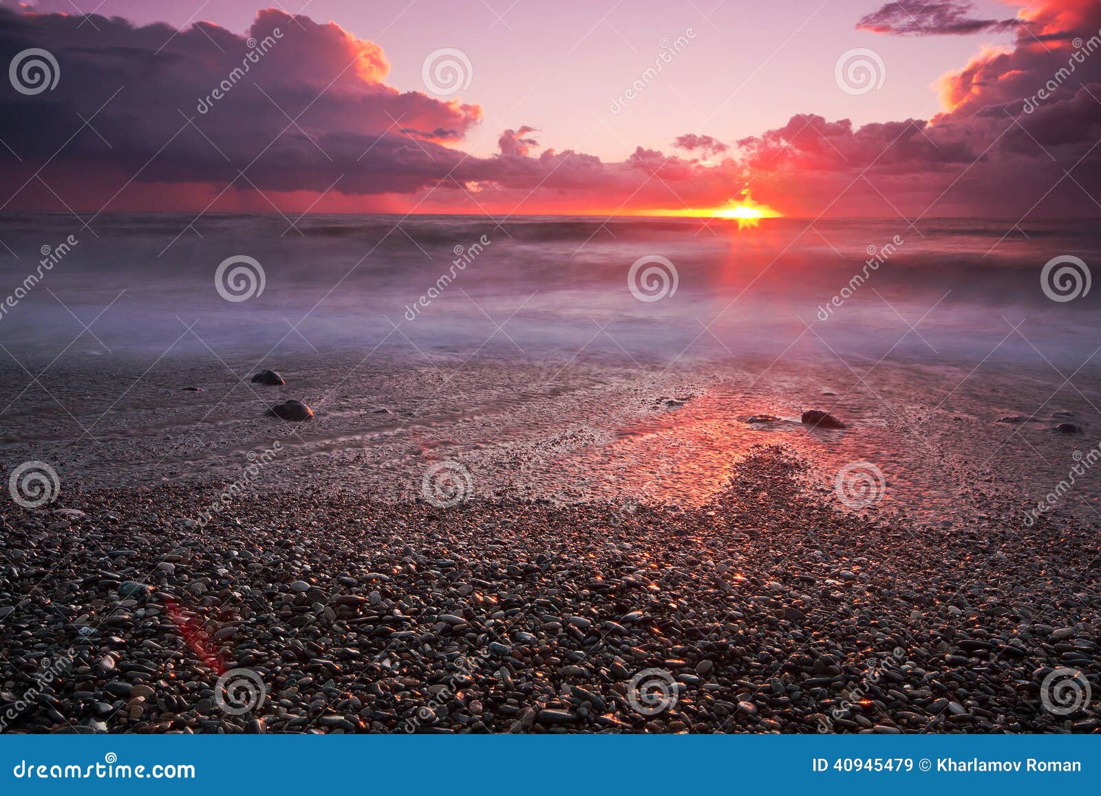 Crimson Beach stock image. Image of beach, dawn, summer - 40945479