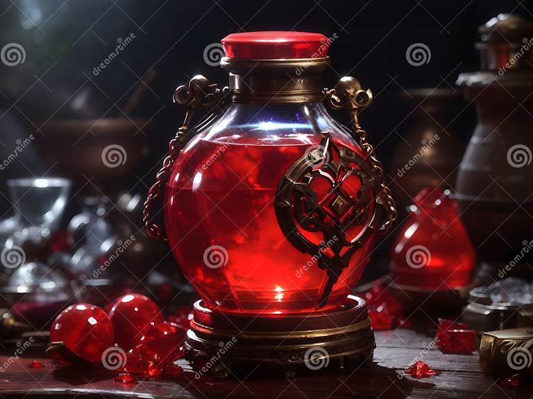 Crimson Elixir: a Visual Symphony in Red Potion Stock Illustration ...