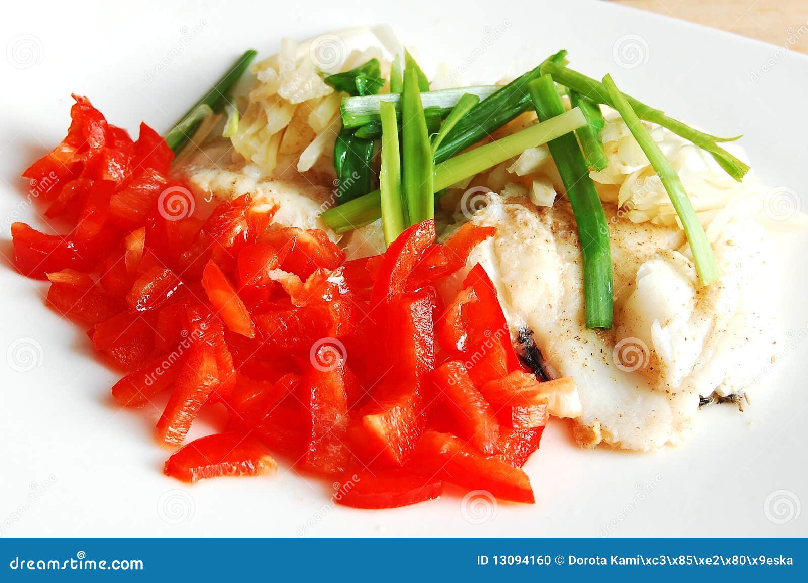 Crimson Fish with Paprika, Celery and Onion Stock Photo - Image of ...