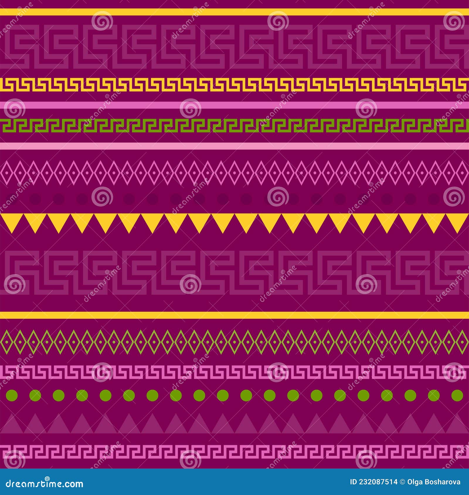 Crimson Pattern with Greek Meander Elements Stock Vector - Illustration ...