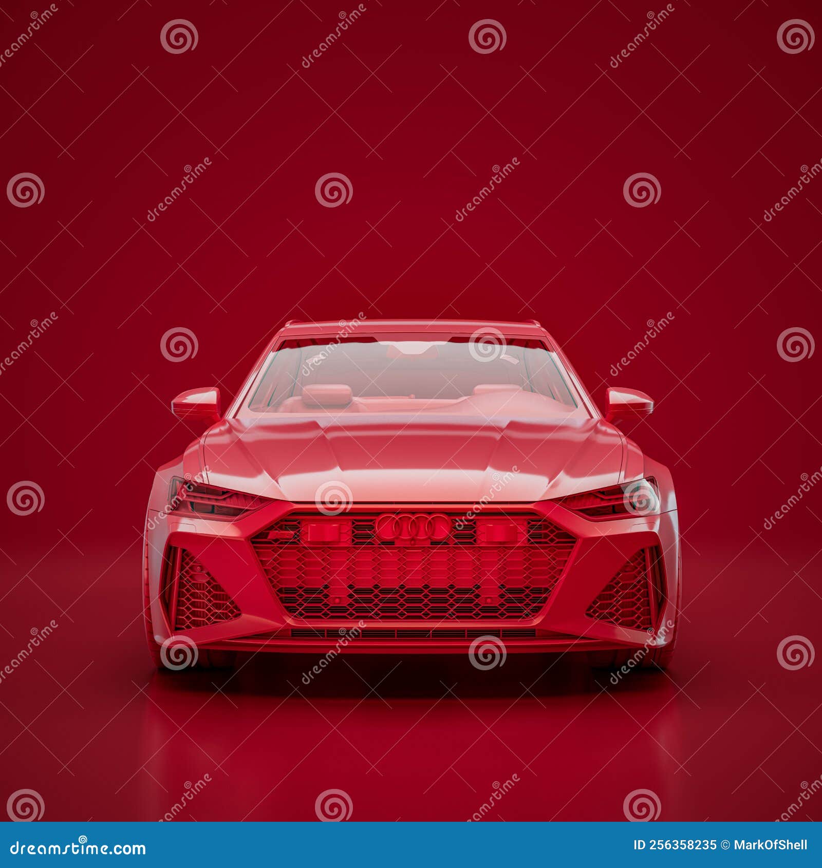 Crimson Red Car, Audi RS6 Avant 2020. Front View, 3D Rendering ...