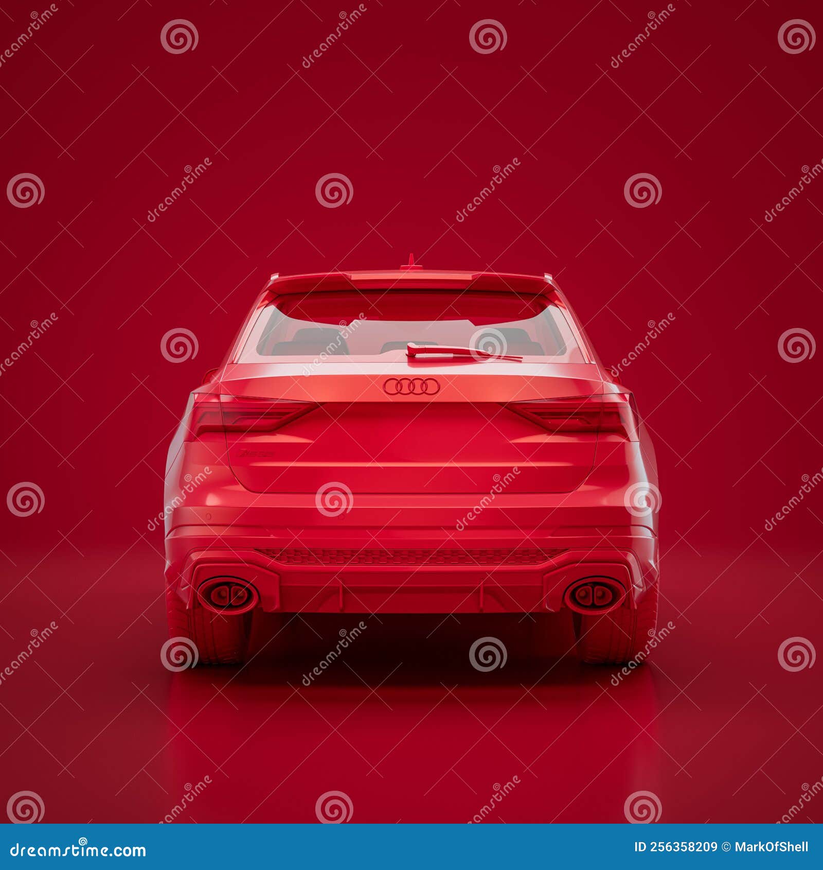 Crimson Red Car, Audi RS Q3 2020. Back View, 3D Rendering Editorial ...