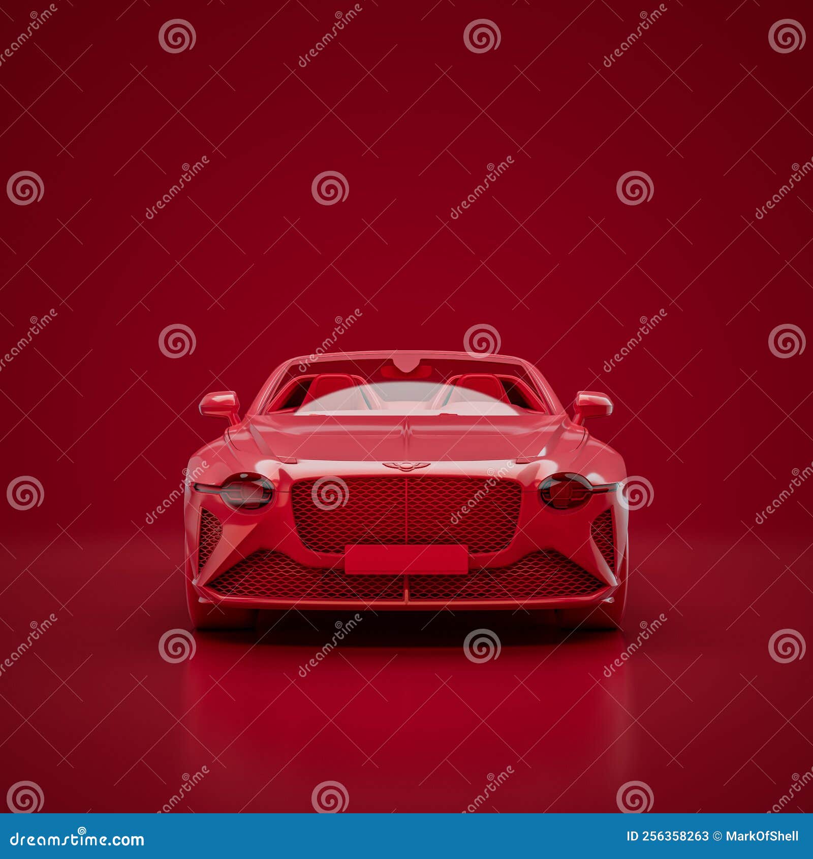 Crimson Red Car, Bentley Mulliner Bacalar 2021. Front View, 3D ...