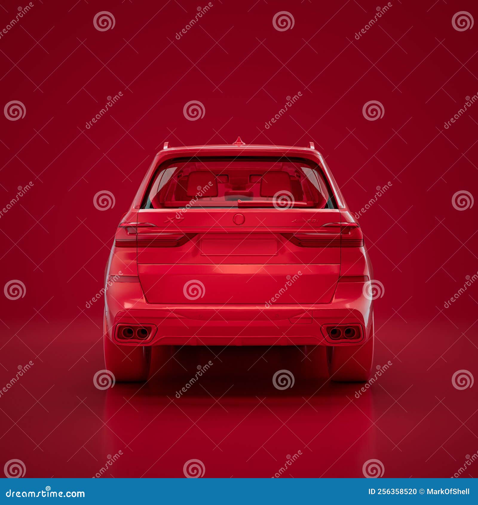 Crimson Red Car, BMW X7 2019. Back View, 3D Rendering Editorial Image ...